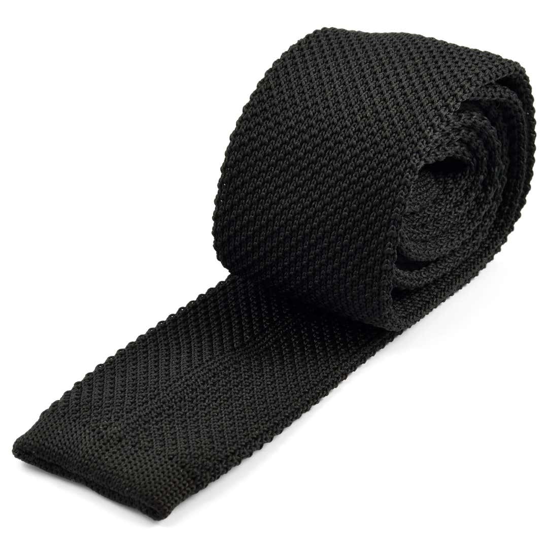 Black Polyester Knitted Tie | In stock! | Tailor Toki