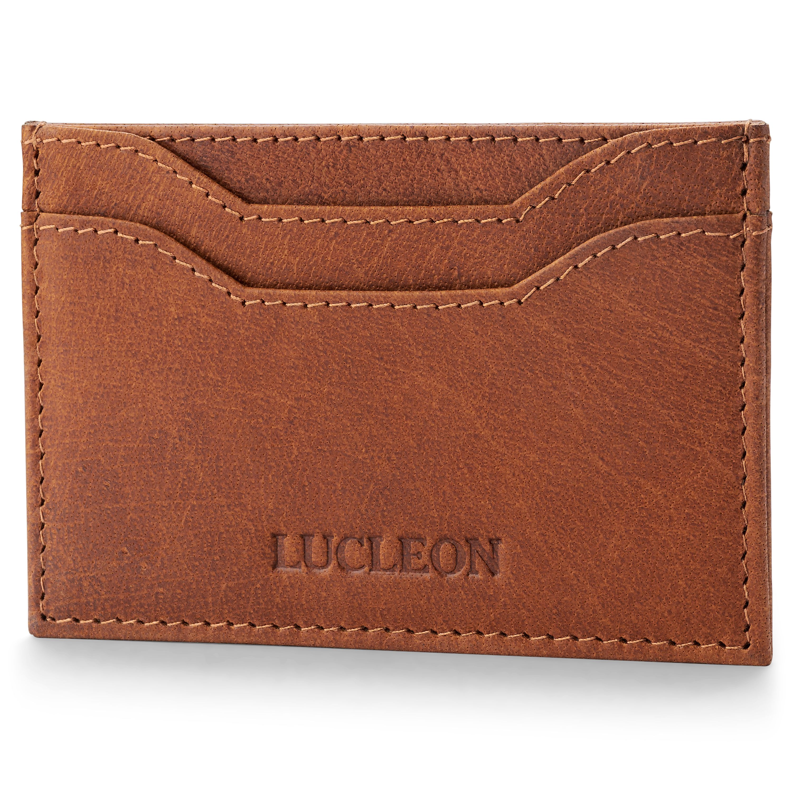 Tan RFID-Blocking Buffalo Leather Card Holder | In stock! | Lucleon