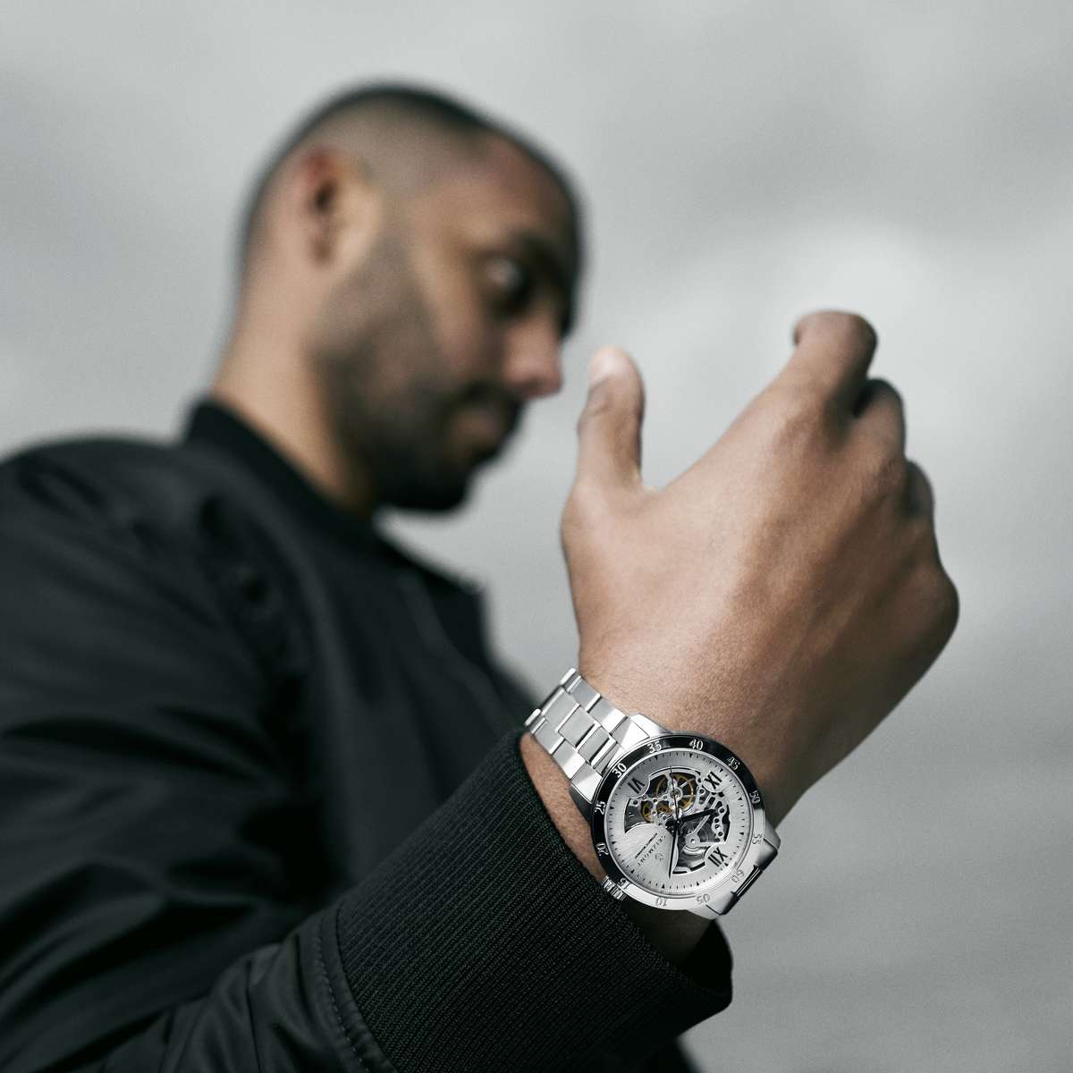 Dante II | Silver-Tone Stainless Steel Skeleton Watch With Silver-Tone ...