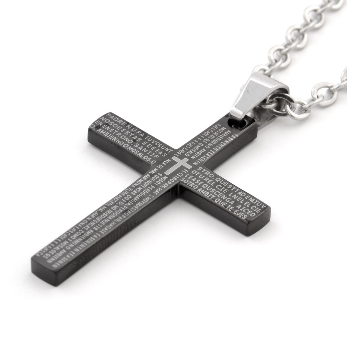 Small Black Cross with Stainless Steel Necklace | In stock! | Fort Tempus