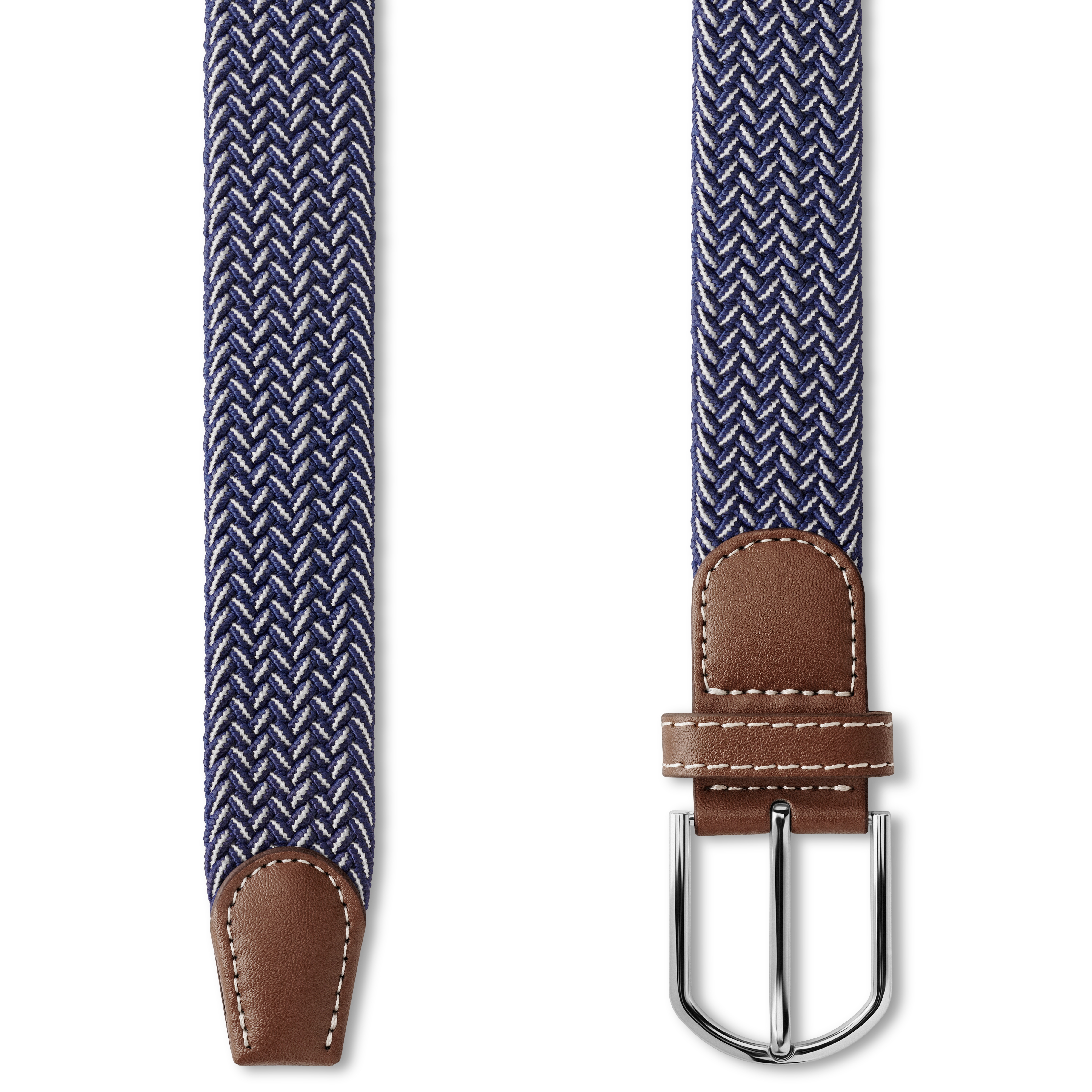 Blue and White Elastic Knitted Canvas Belt | In stock! | Trendhim