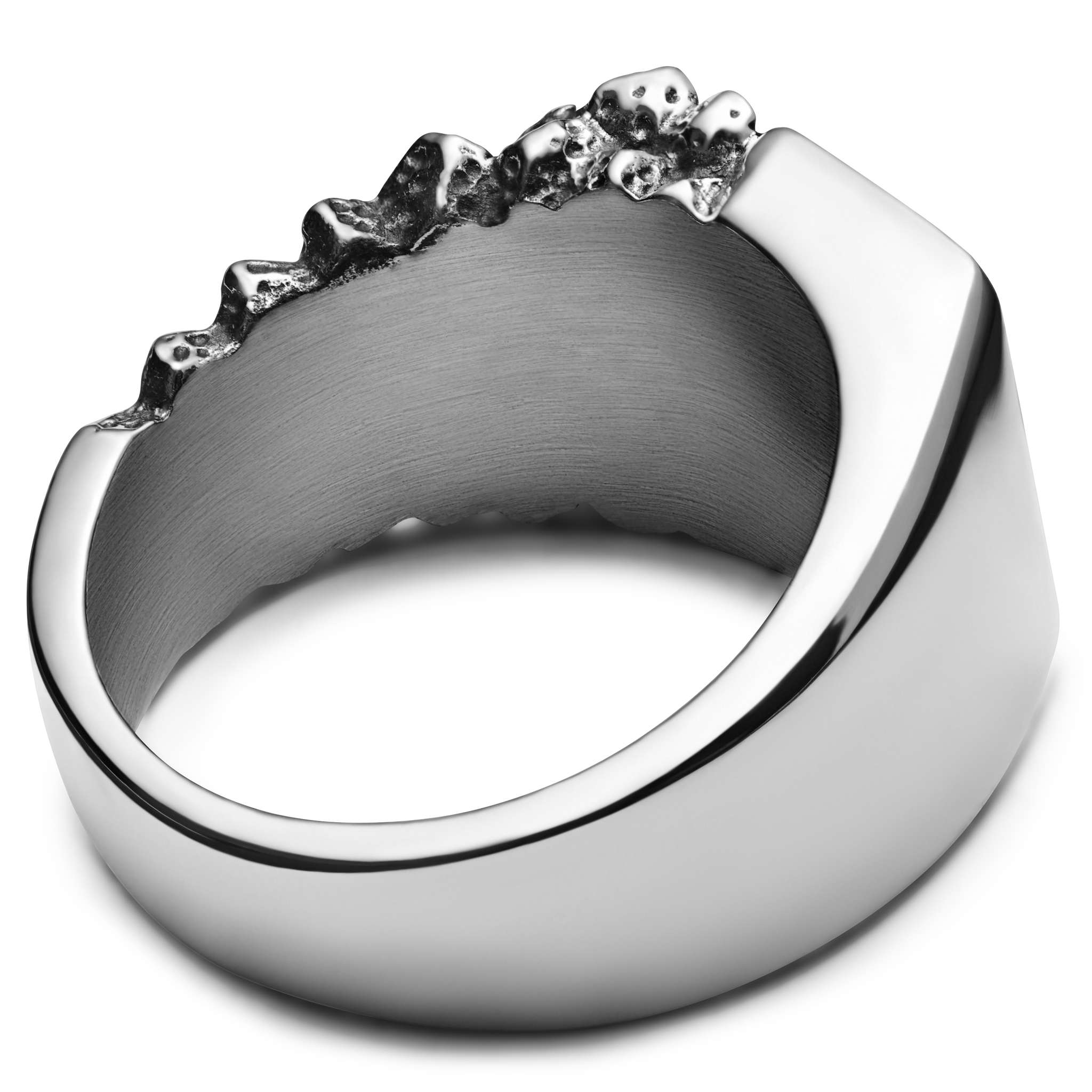 Orphic | Black Zirconia Volcanic Square Silver-Tone Stainless Steel ...
