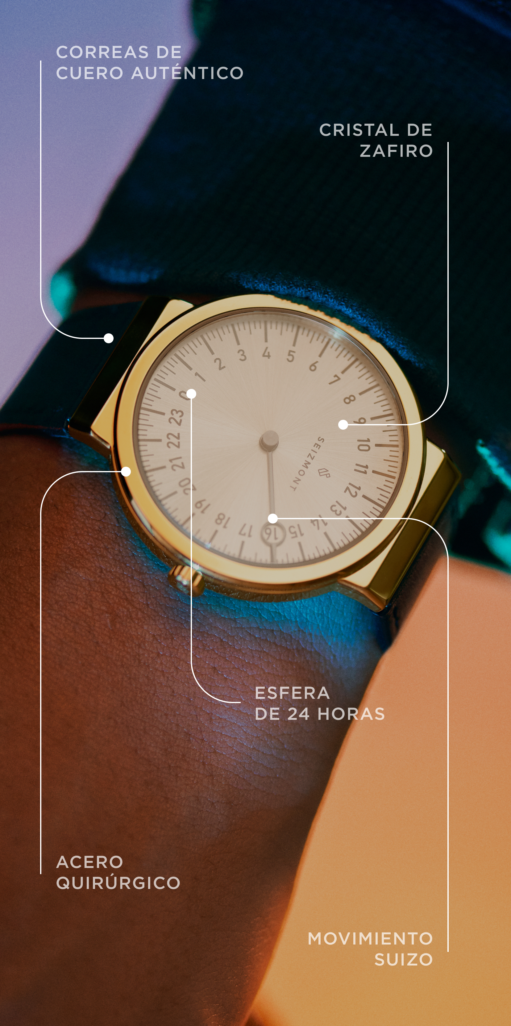 Reloj monoaguja de 24 horas Calm Travis | ¡En stock! | Seizmont