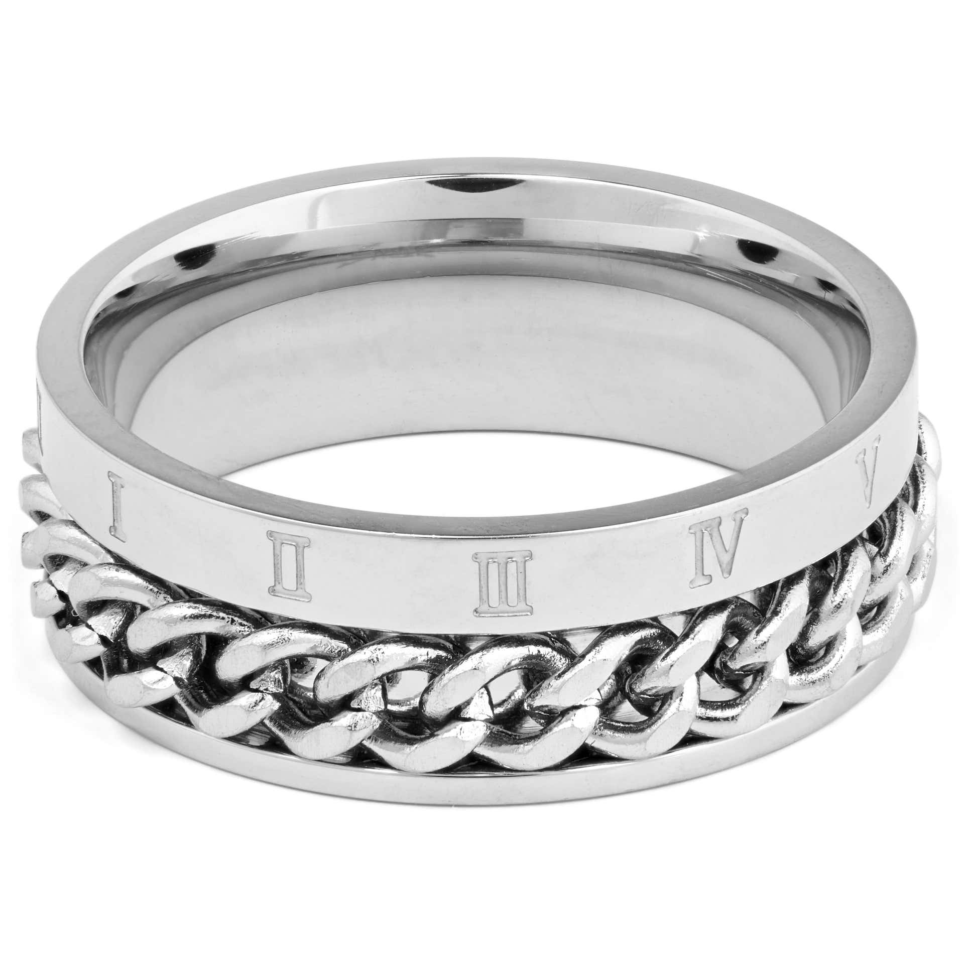 Silver-Tone Roman Chain Ring | In stock! | Lucleon