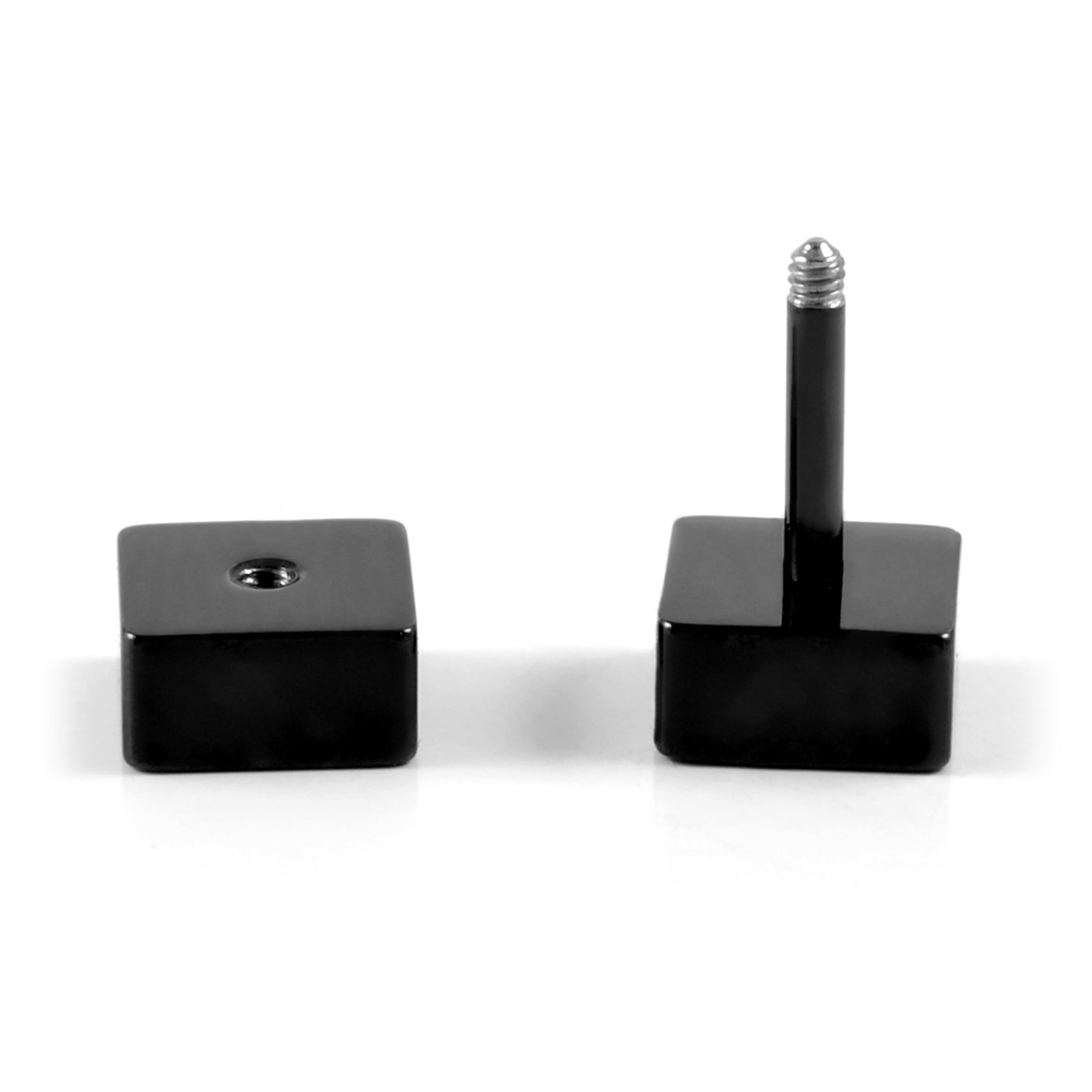 6mm Black Square Stud Earring | In stock! | Lucleon