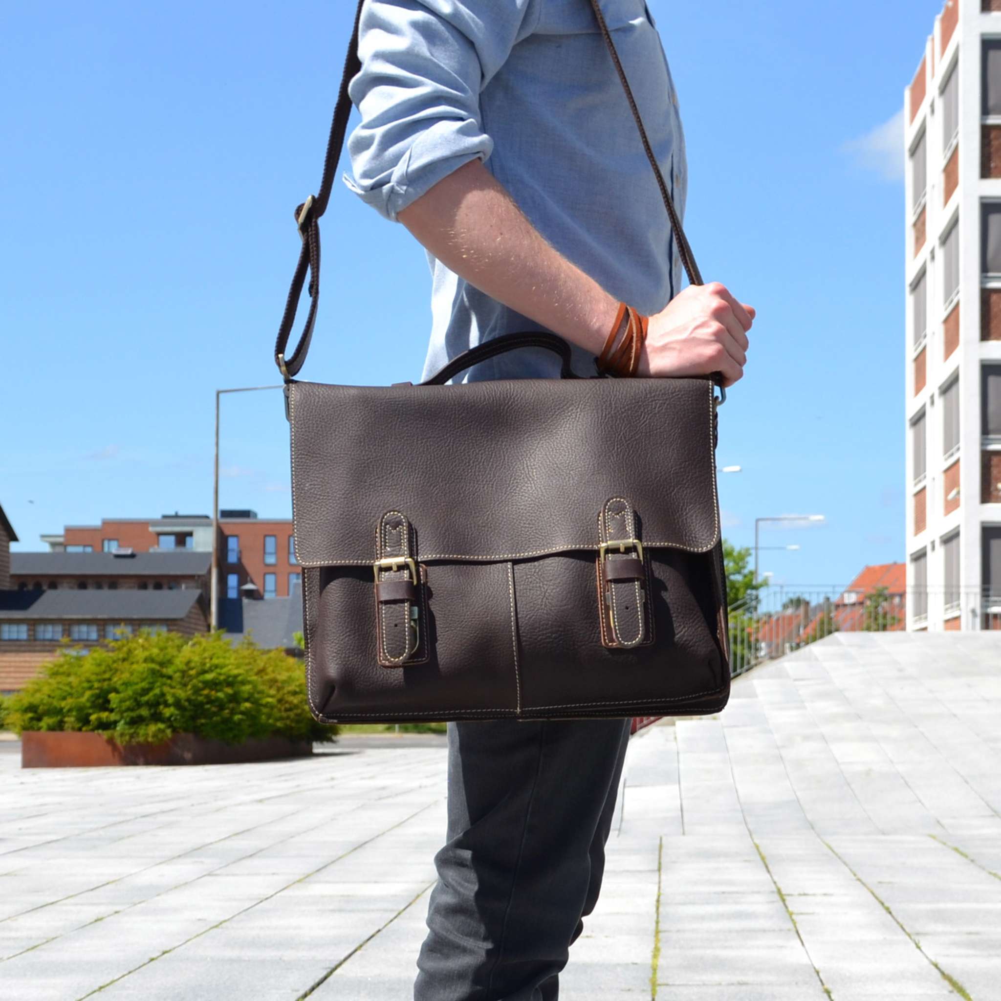 Dark Brown Student Leather Bag | In stock! | Delton Bags