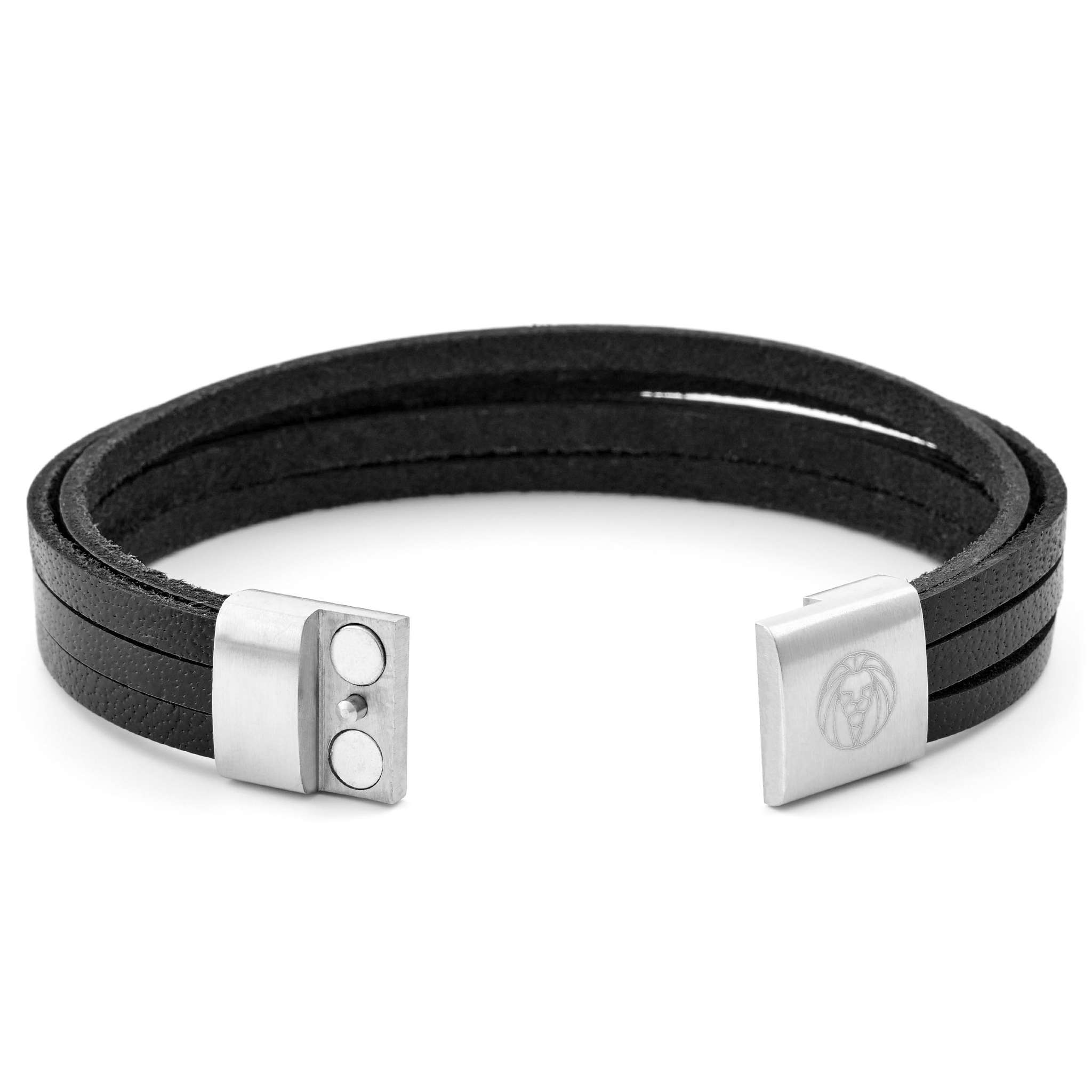 Black & Stainless Steel Six Cord Bracelet | In stock! | Lucleon