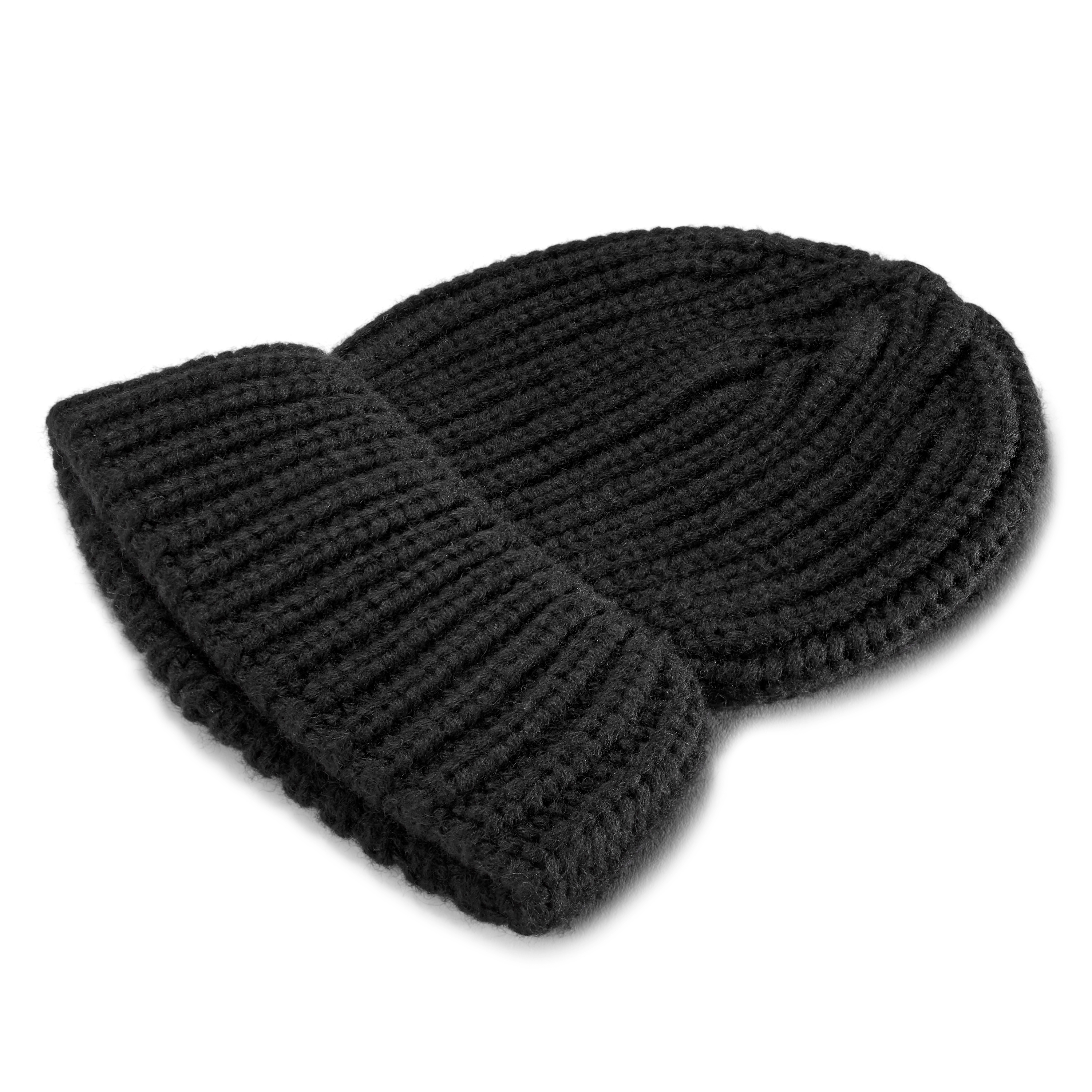 Montagna | Black Chunky Knitted Rib Beanie | In stock! | Fawler