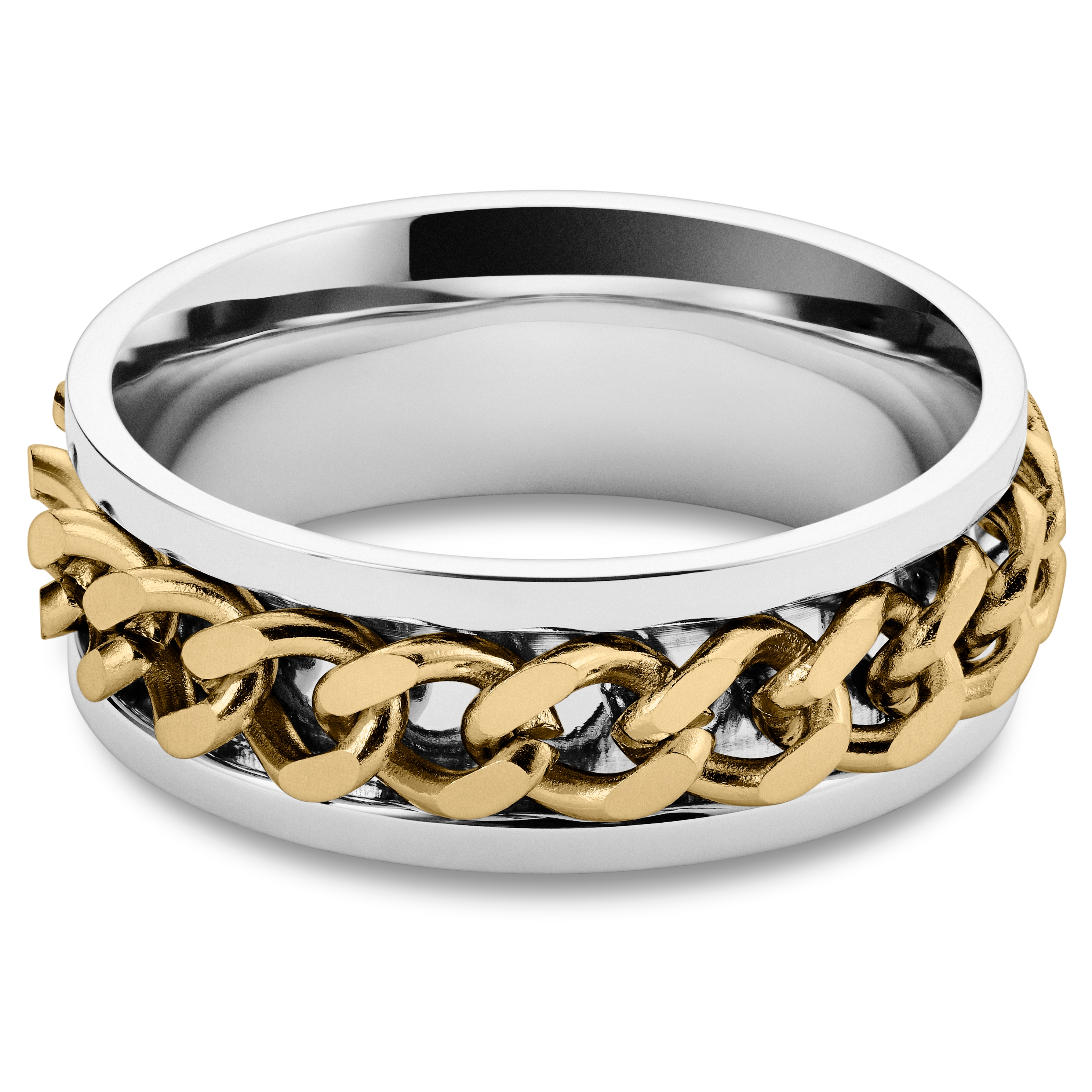 Sentio | Silver- and Gold-Tone Stainless Steel Curb Chain Ring | In ...