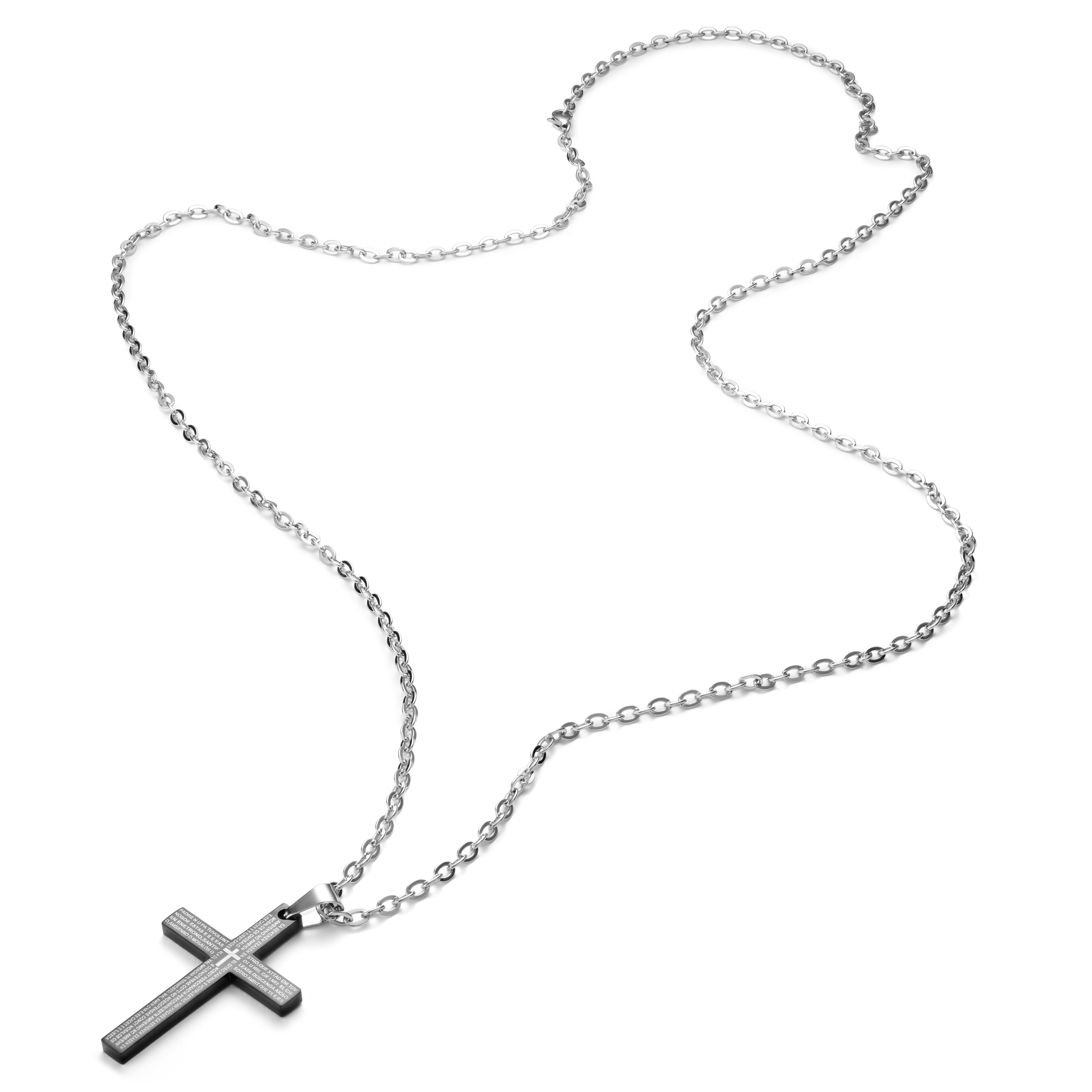 Small Black Cross with Stainless Steel Necklace | In stock! | Fort Tempus
