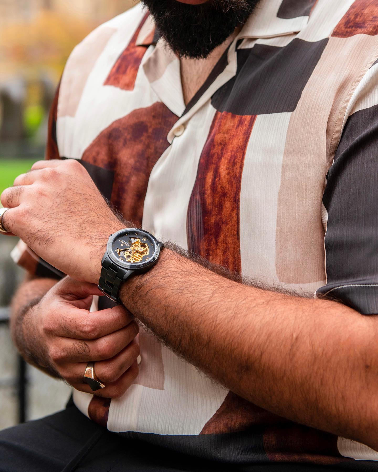 Dante II | Black Skeleton Watch with Gold-tone Movement | In stock ...