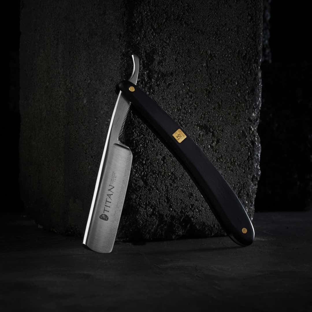 Mahogany & Gold-Tone Straight Razor 13/16" | In stock! | Titan