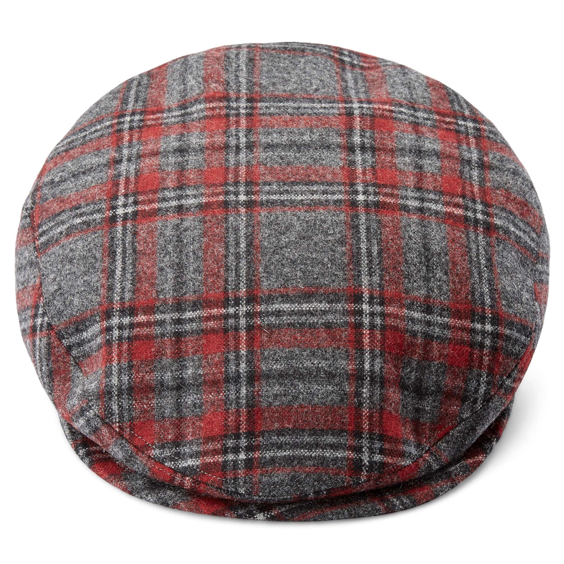 Fido | Camouflage Gray, Cherry Red, Black & White Plaid Flat Cap | In ...