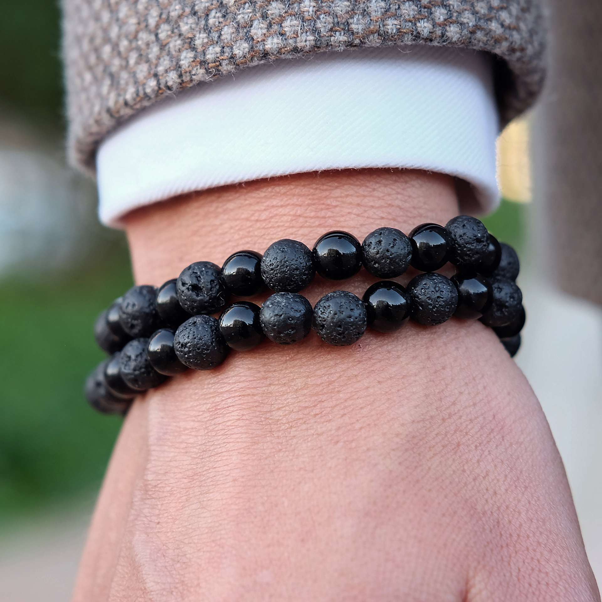 Pulsera de piedra negra natural | ¡En stock! | Fort Tempus
