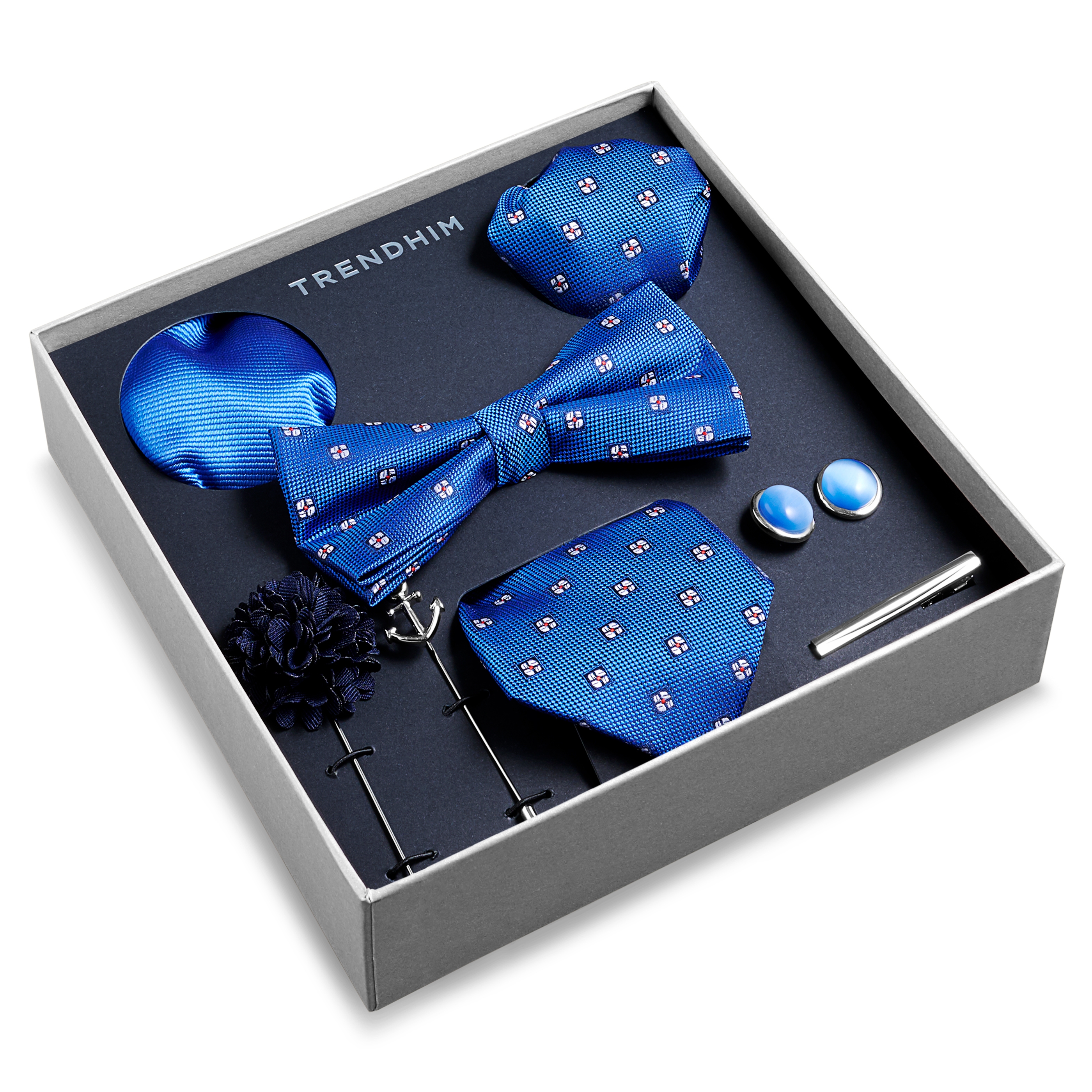 Suit Accessory Gift Box | Blue, White & Silver-Tone Set | In stock ...