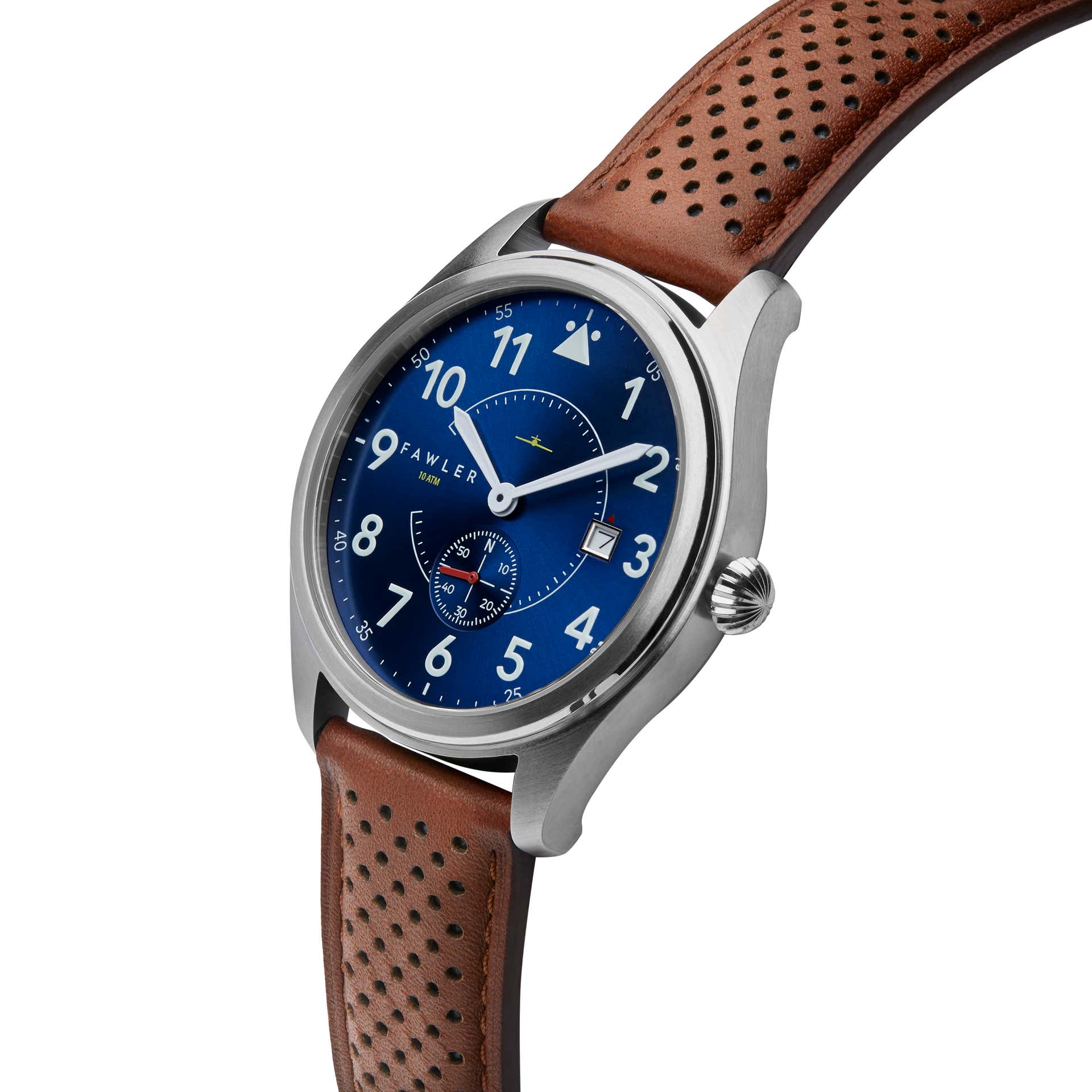 Aviator | Silver-Tone Aviator Watch With Blue Dial, White Numbers, Arms ...