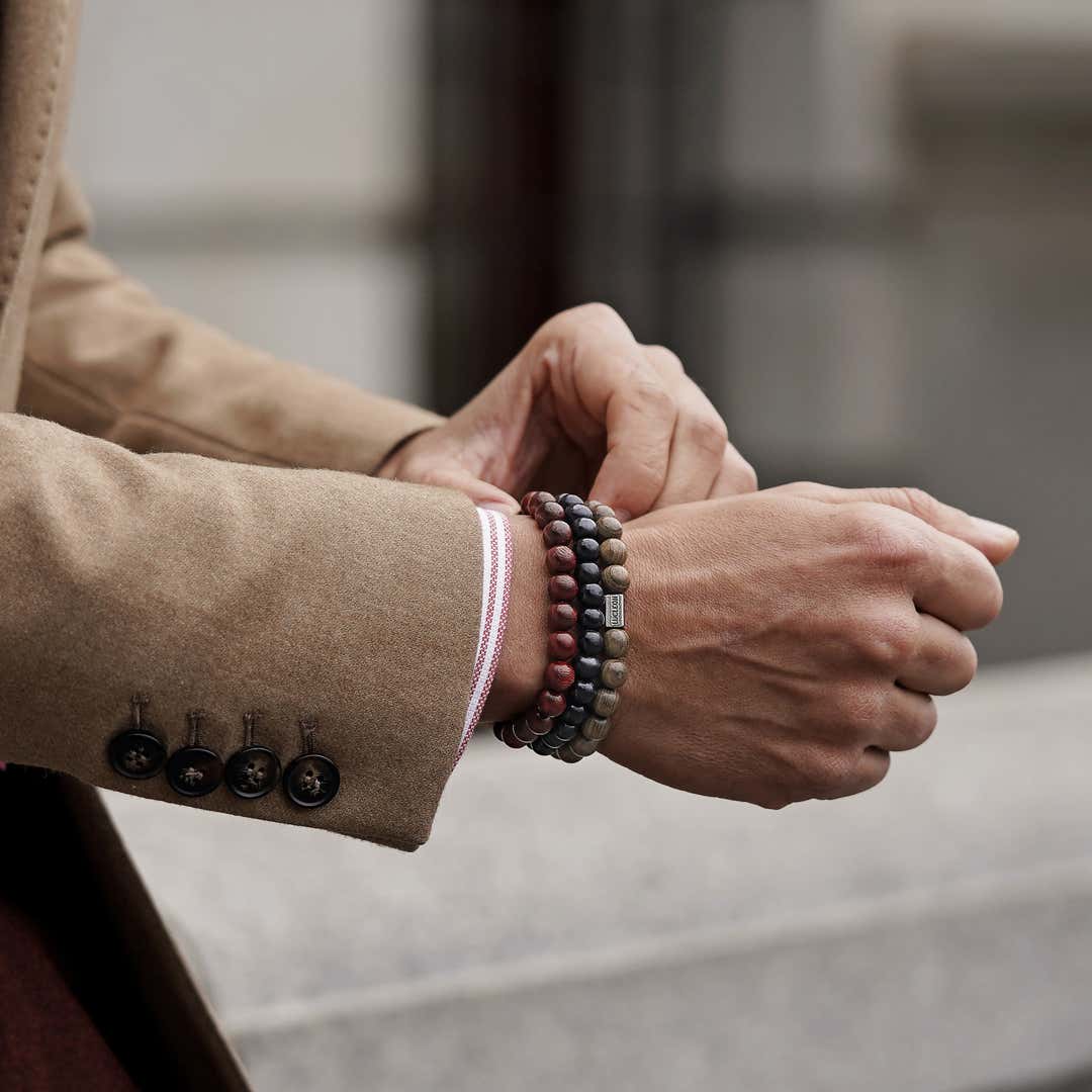 Wood Bead Bracelet Trio | Lucleon | 365 day return policy