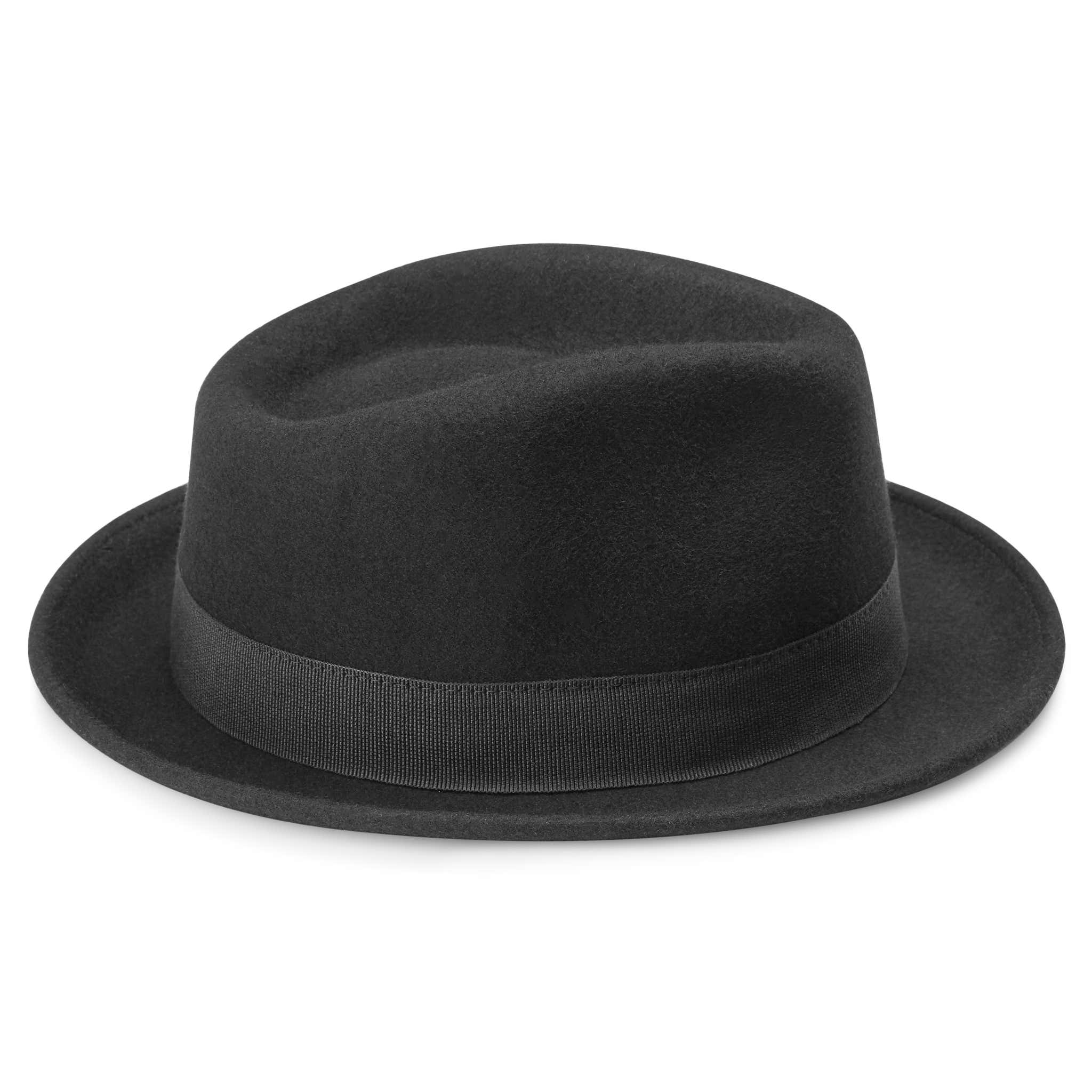 Moda | Black Wool Trilby Hat With Black Band | In stock! | Fawler
