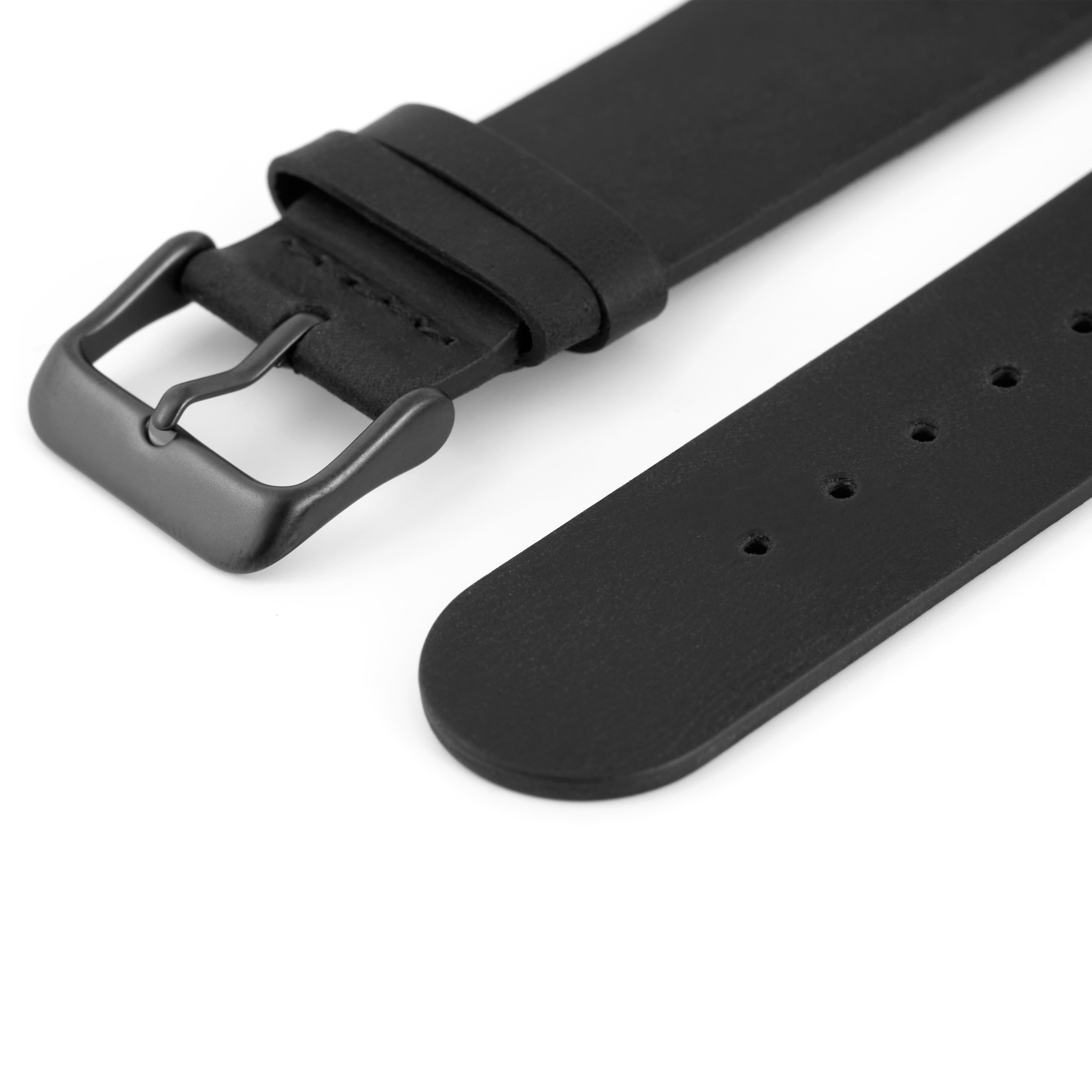 Grey Buckle & Black Leather Watch Strap | In stock! | Seizmont