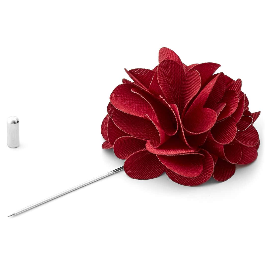 Luxurious Cherry-Red Lapel Flower | In stock! | Warren Asher