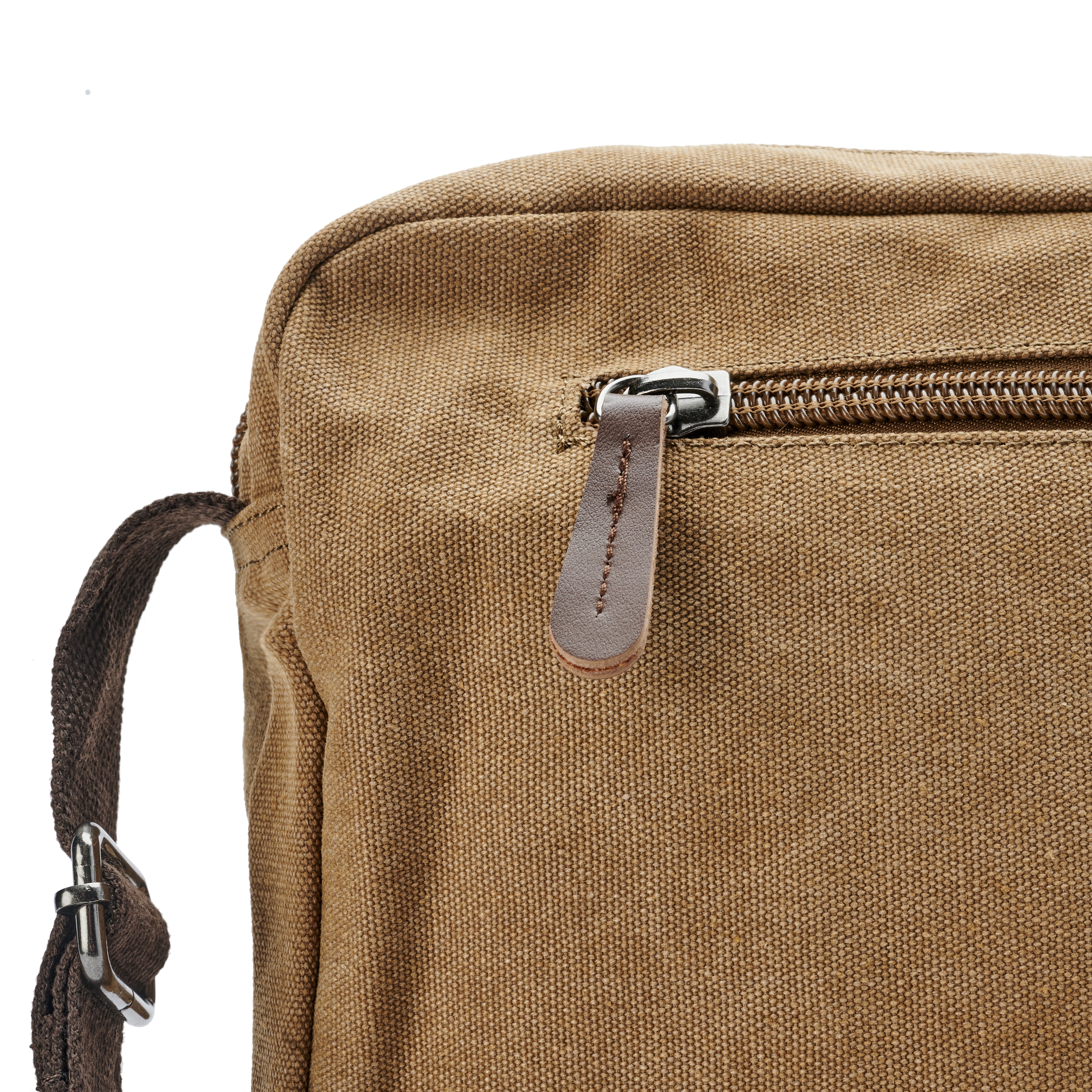 Bandolera de lona color caramelo y cuero marrón retro | ¡En stock ...