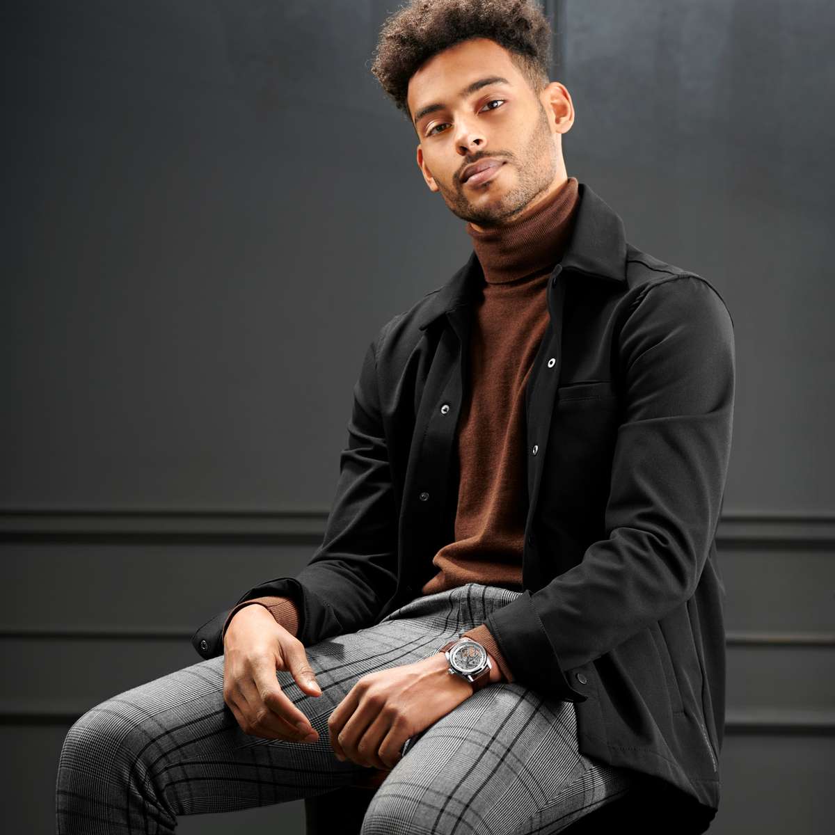 Motus | Silver-Tone Automatic Skeleton Watch With Chocolate Brown ...