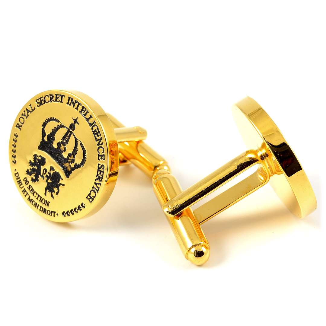 Round Gold-Tone & Black Secret Service Cufflinks | In stock! | Warren Asher