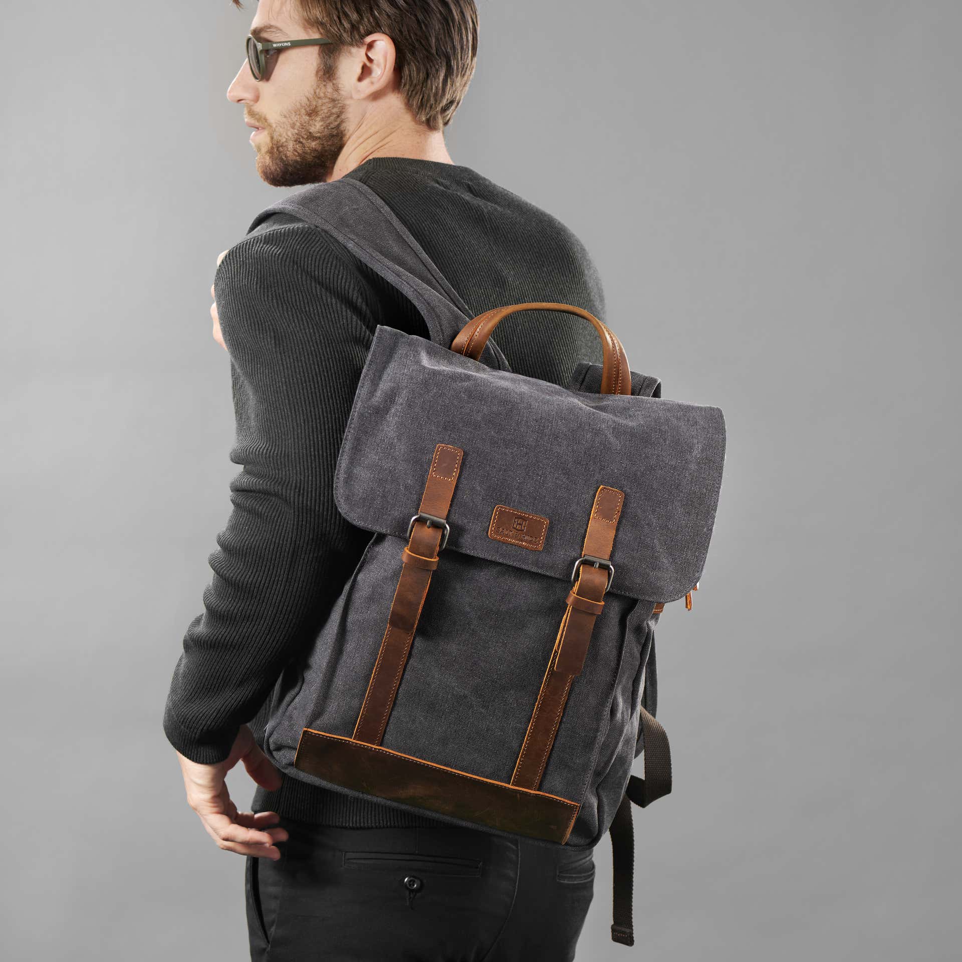 Slater Grey & Tan Classic Backpack | In stock! | Salt & Hide