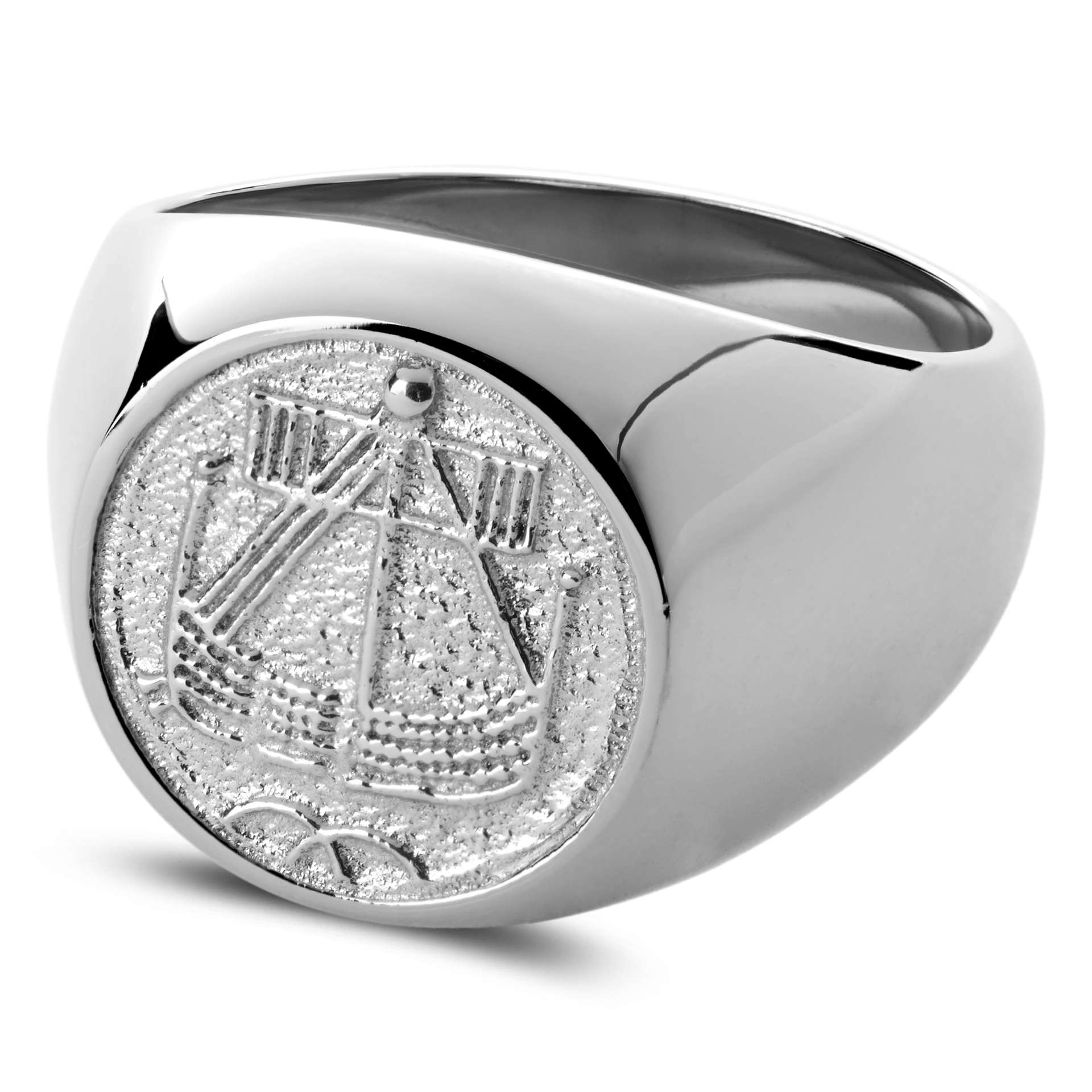 Makt | Silver-Tone Stainless Steel Viking Ship Signet Ring | In stock ...