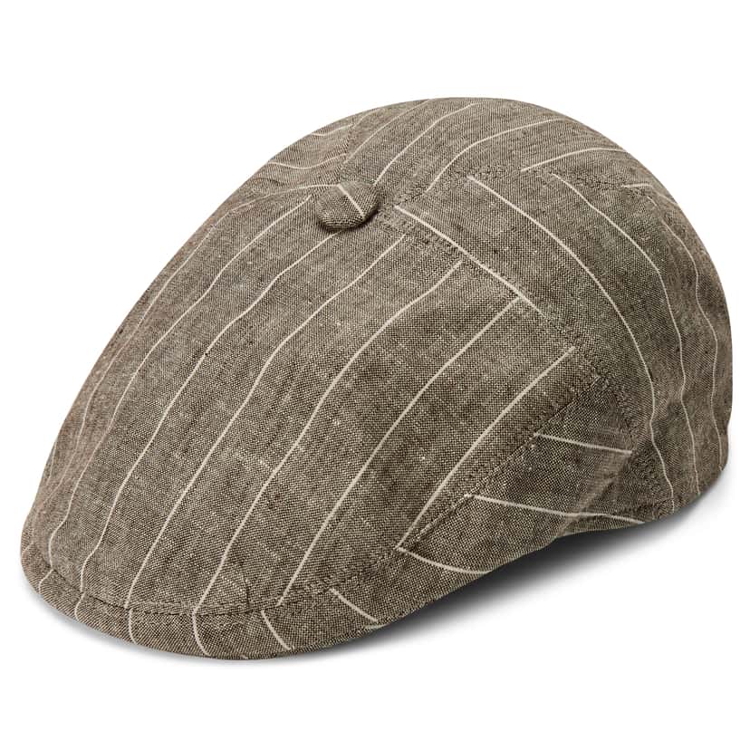 Moda | Dark Earth & White Striped Flat Cap | In stock! | Fawler