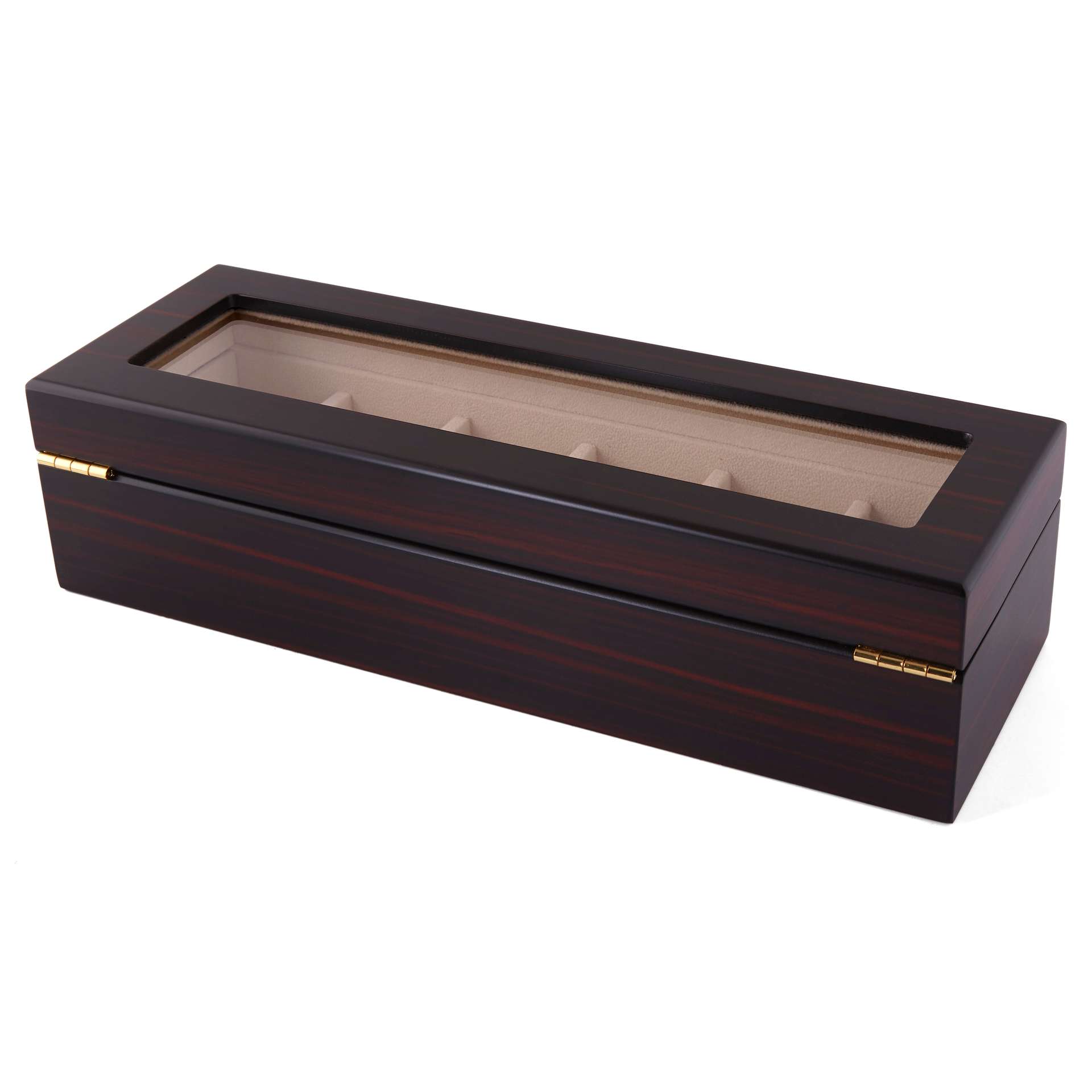 Lockable Gold-Tone & Ebony Wood Watch Case - 6 Watches | In stock ...