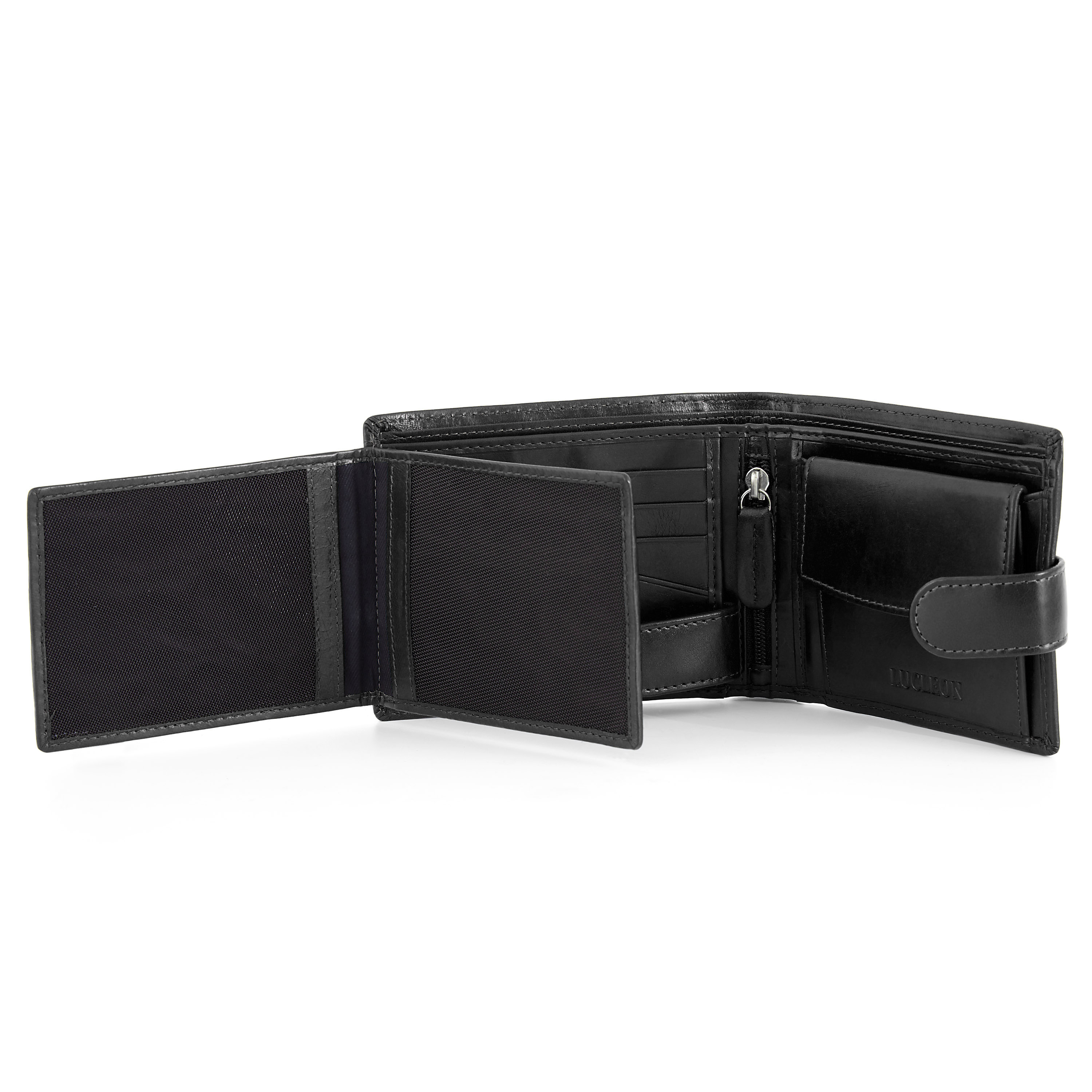 Black Ergonomic Jasper Leather Wallet | In stock! | Lucleon