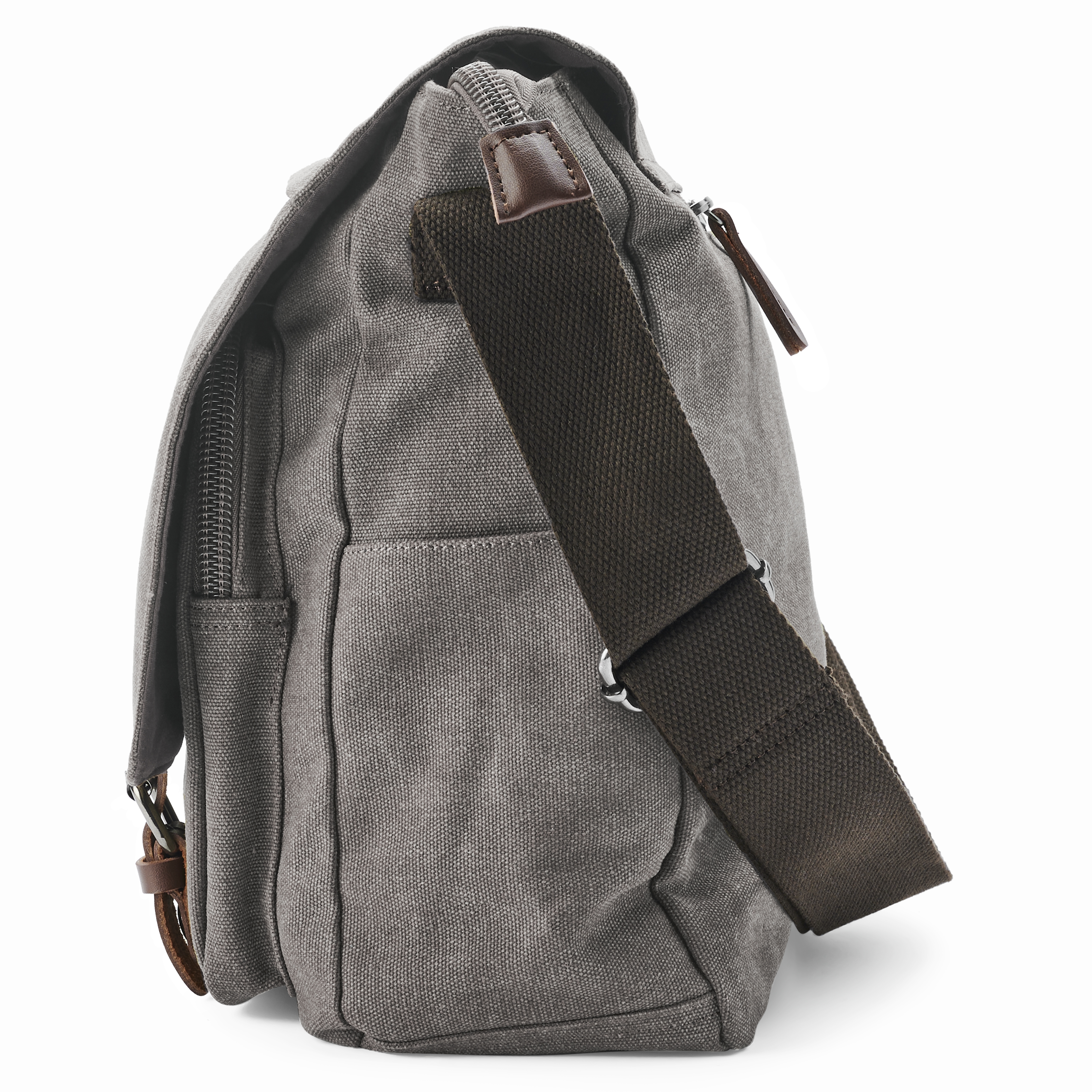 Metallic Gray Canvas Messenger Bag | In stock! | Trendhim
