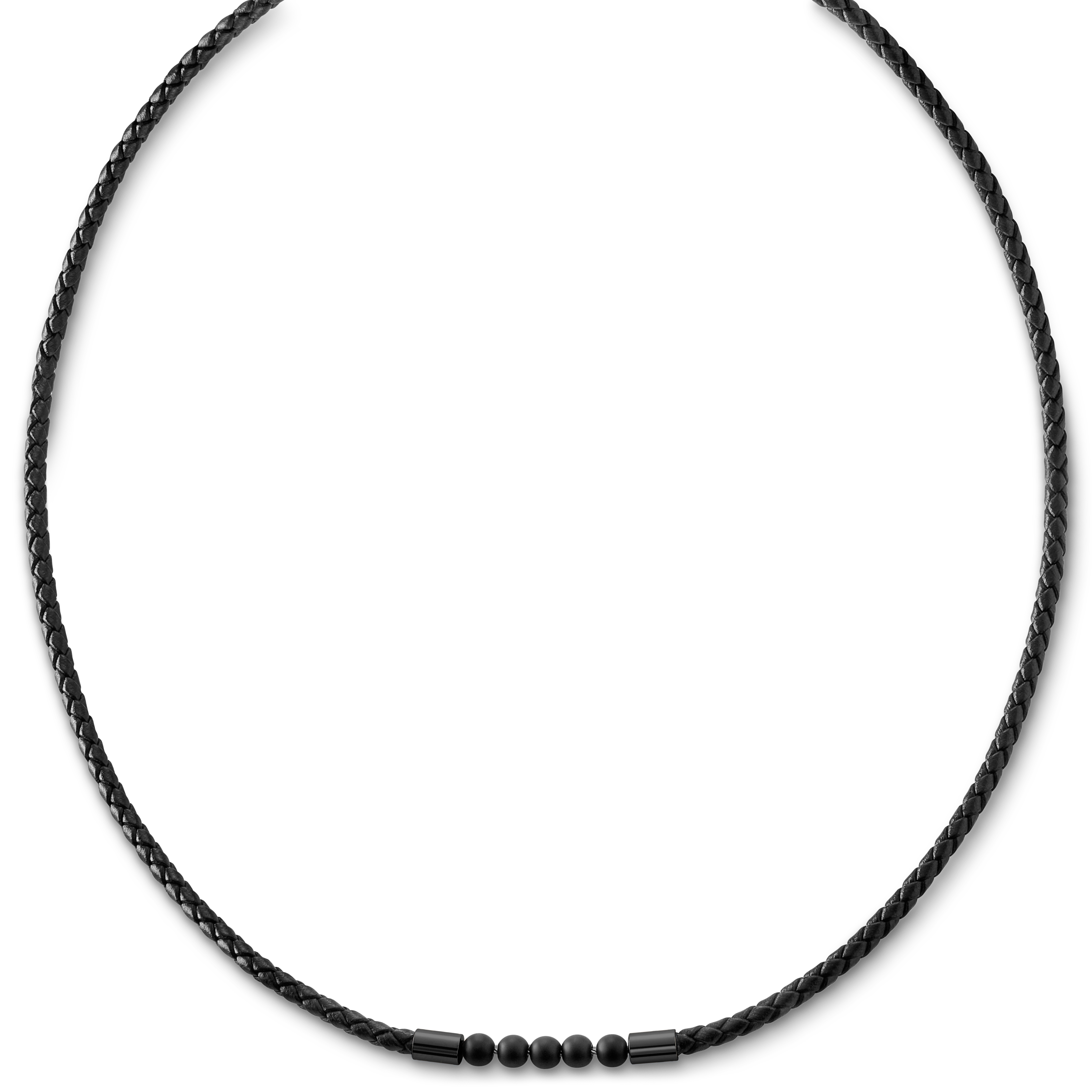 Tenvis | 3 mm Black Onyx Leather Necklace | In stock! | Lucleon