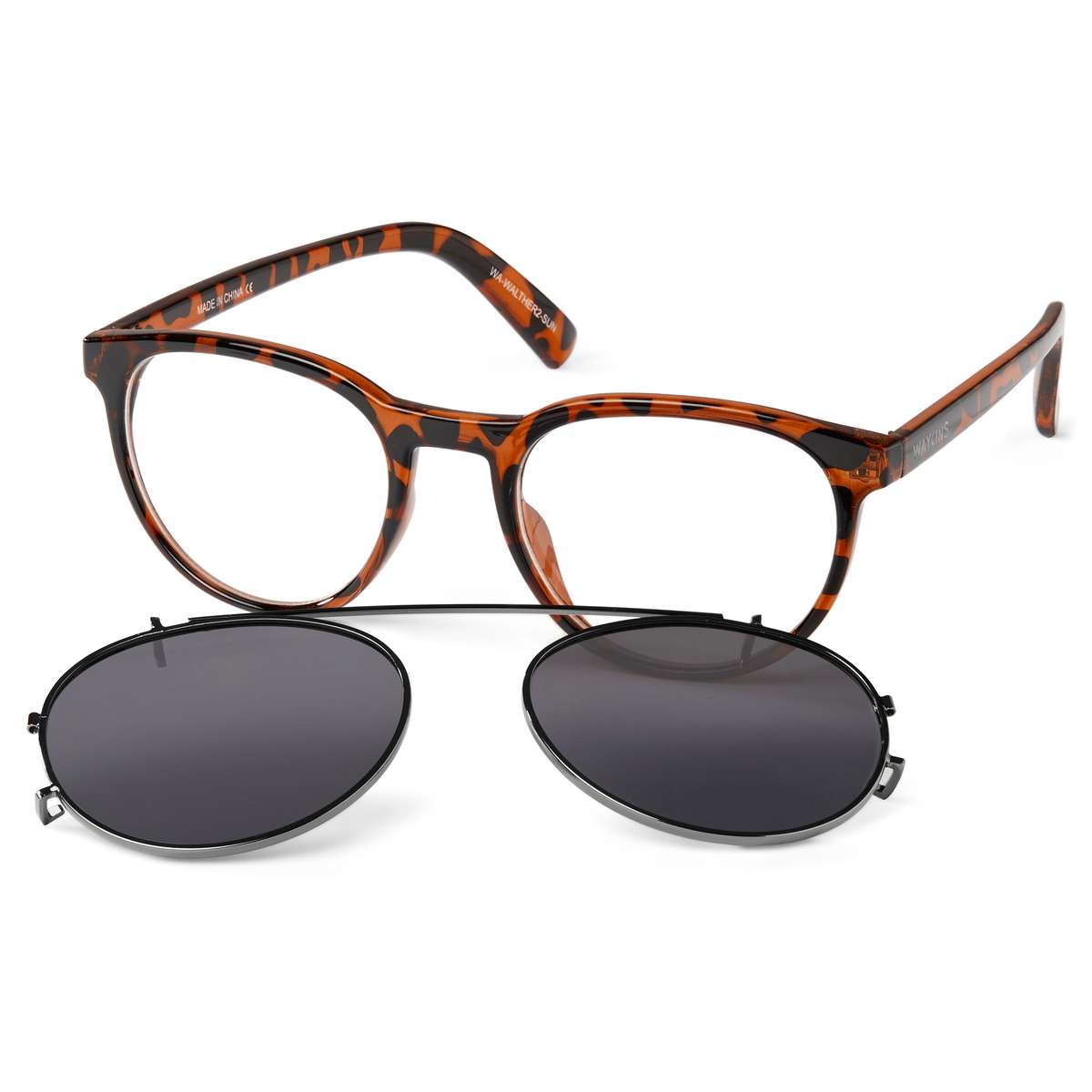 Lunettes Walther à monture écaille, verres translucides et clips ...