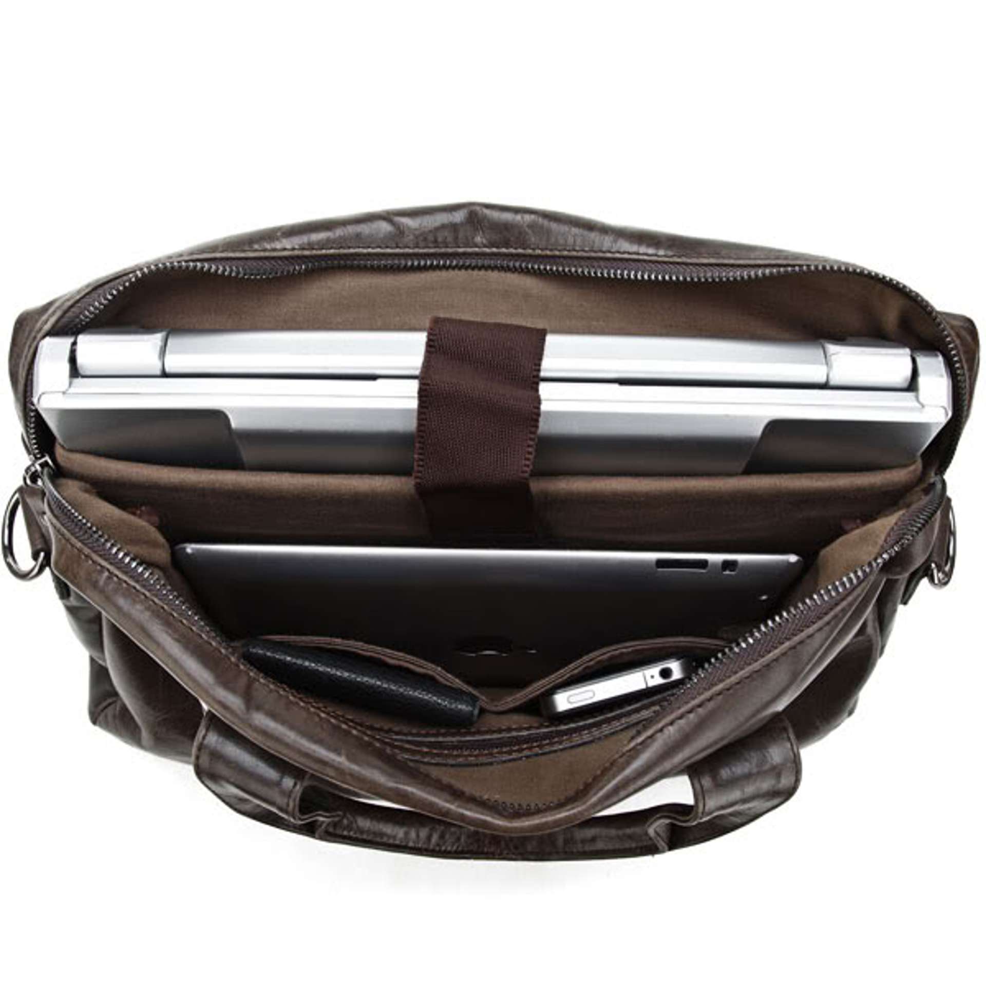 Bruine Mark Leren Computertas | Op voorraad | Delton Bags