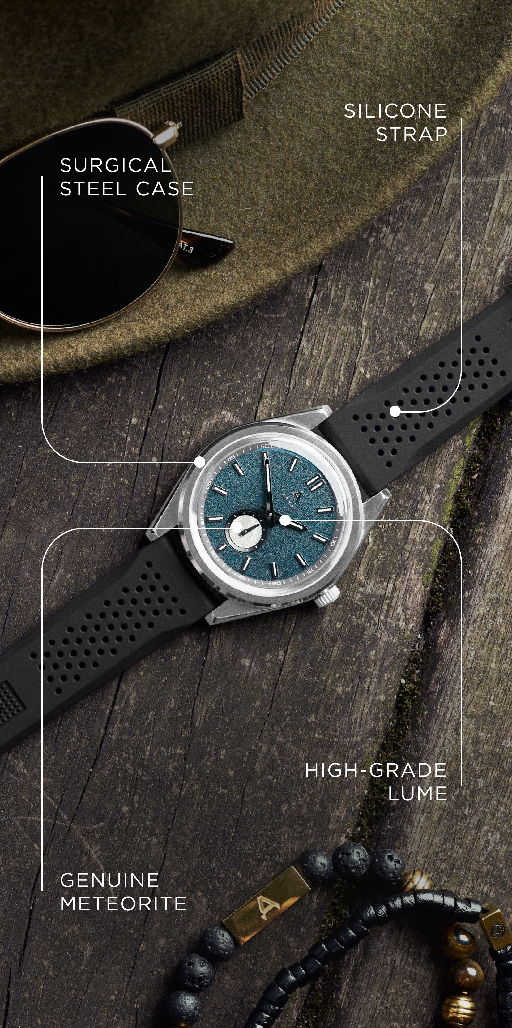 Mond | Limited Edition Black Stainless Steel Meteorite Watch | In stock ...