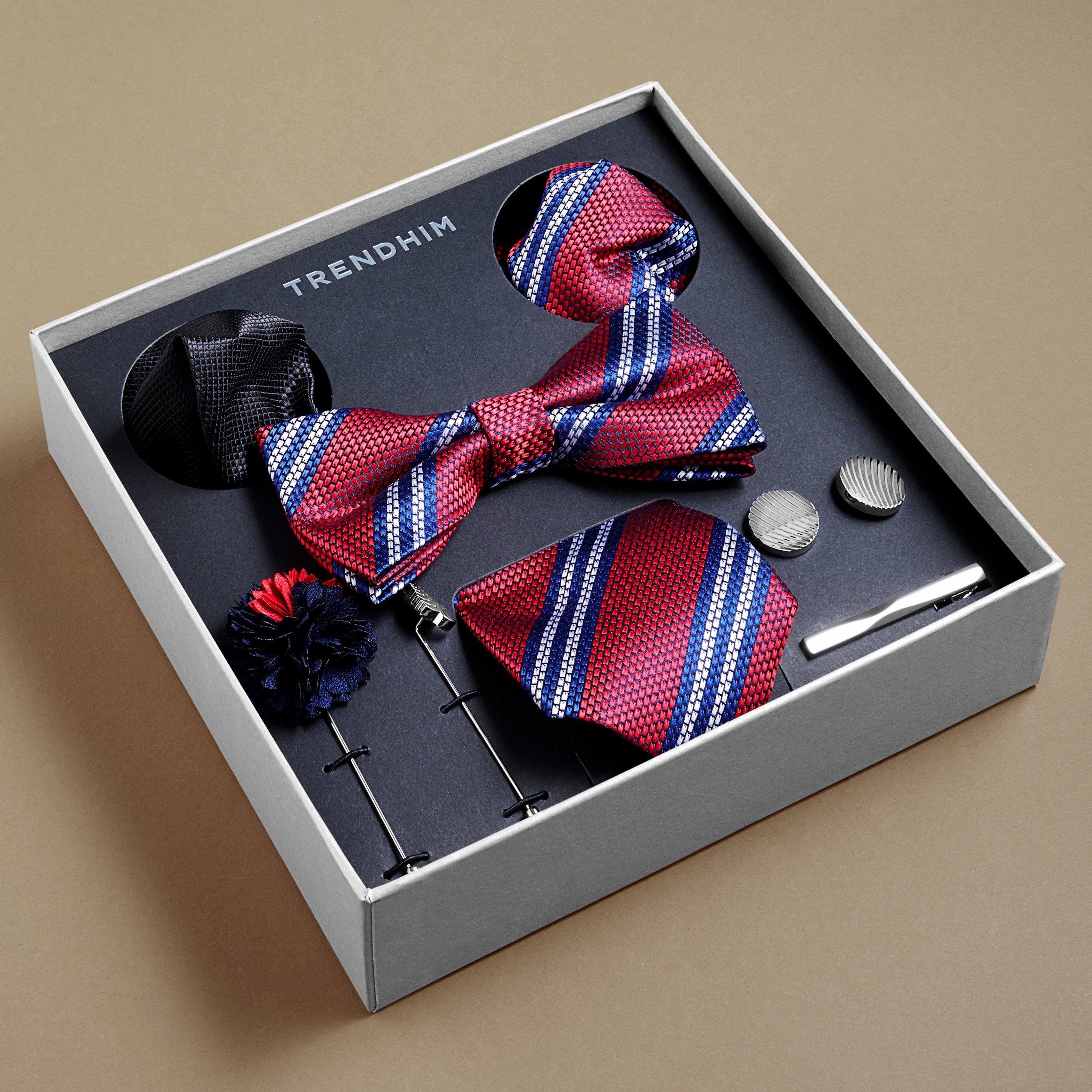 Suit Accessory Gift Box | Striped Red & Black Set | In stock! | Trendhim