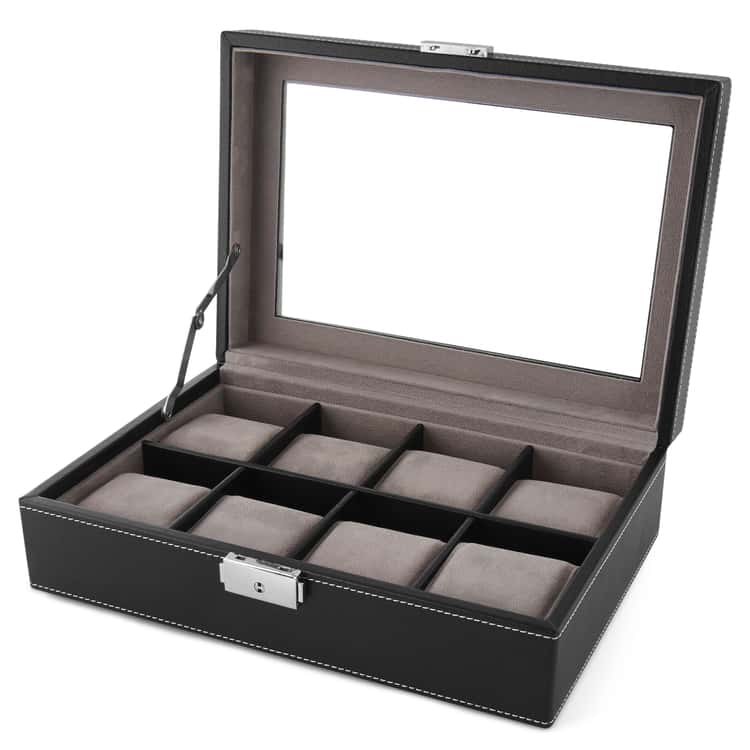 Black Display Wooden Watch Box - 8 Watches | In stock! | Warren Asher