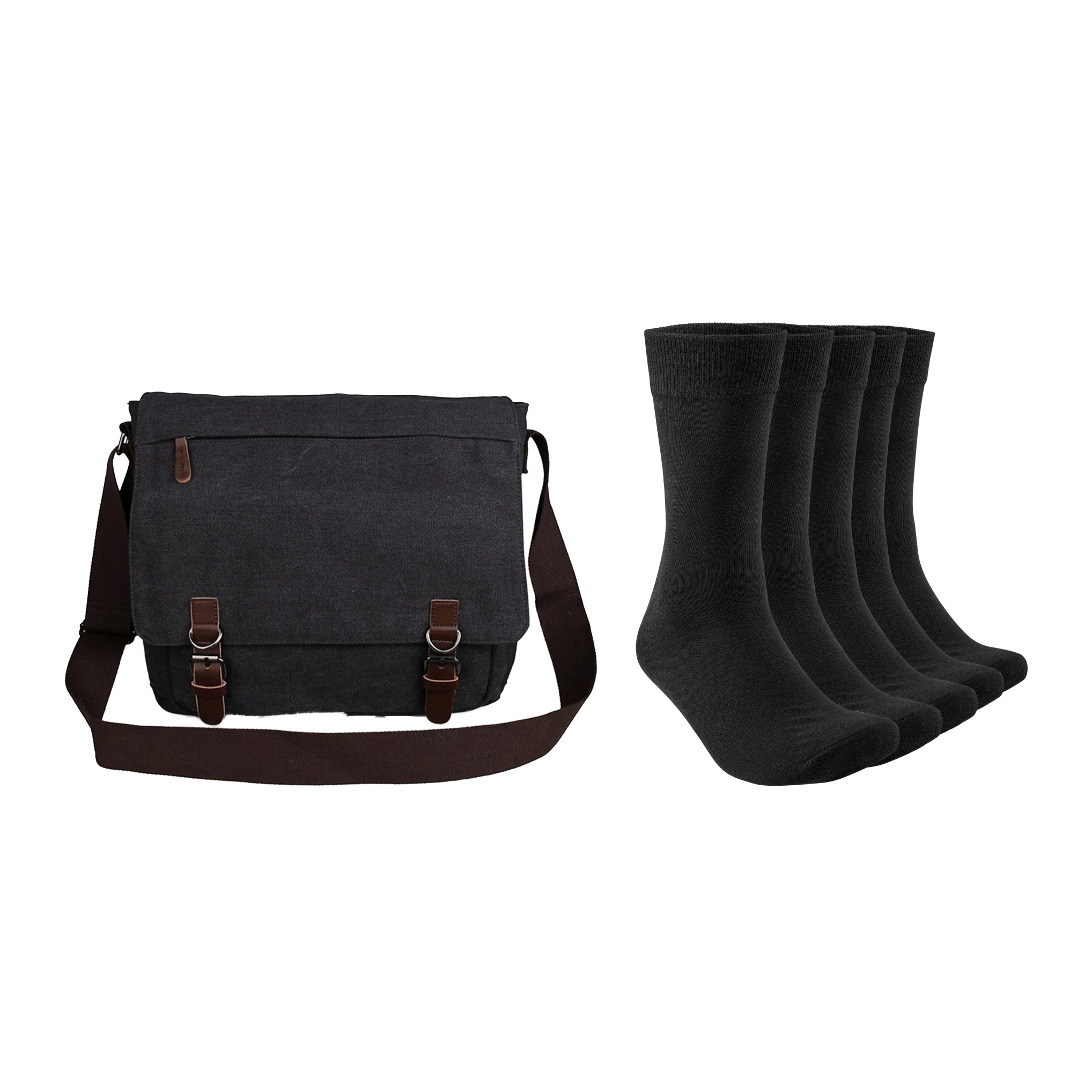 Dark Gray Canvas Bag and Black Sock Combo | In stock! | Trendhim
