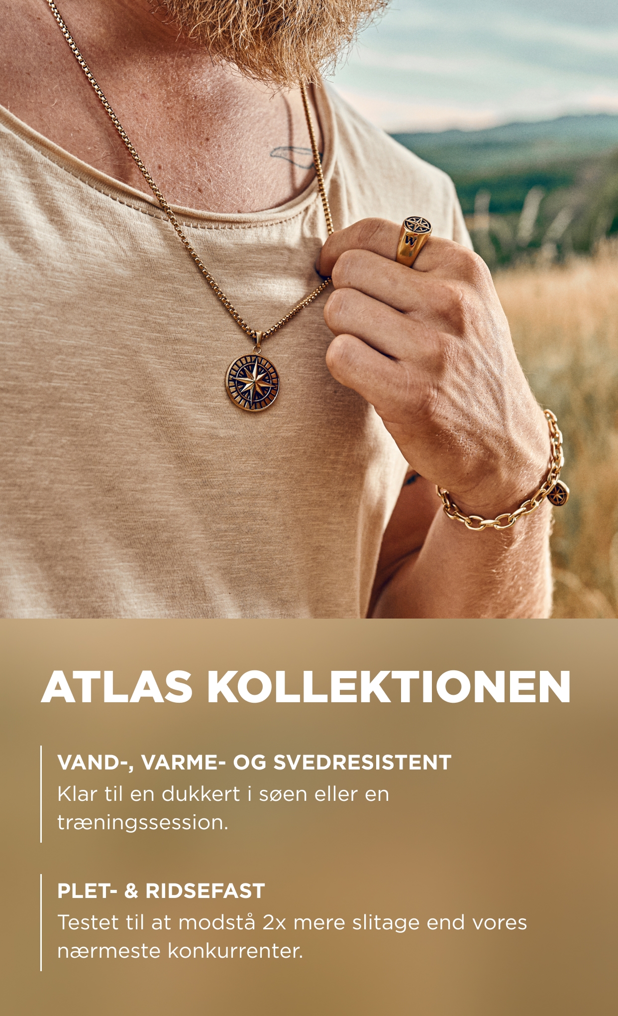 Atlas | Guldfarvet Kompas Signetring | På lager! | Arkai