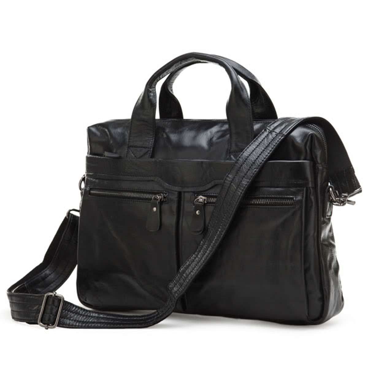 Black Mark Leather Computer Bag | In stock! | Delton Bags