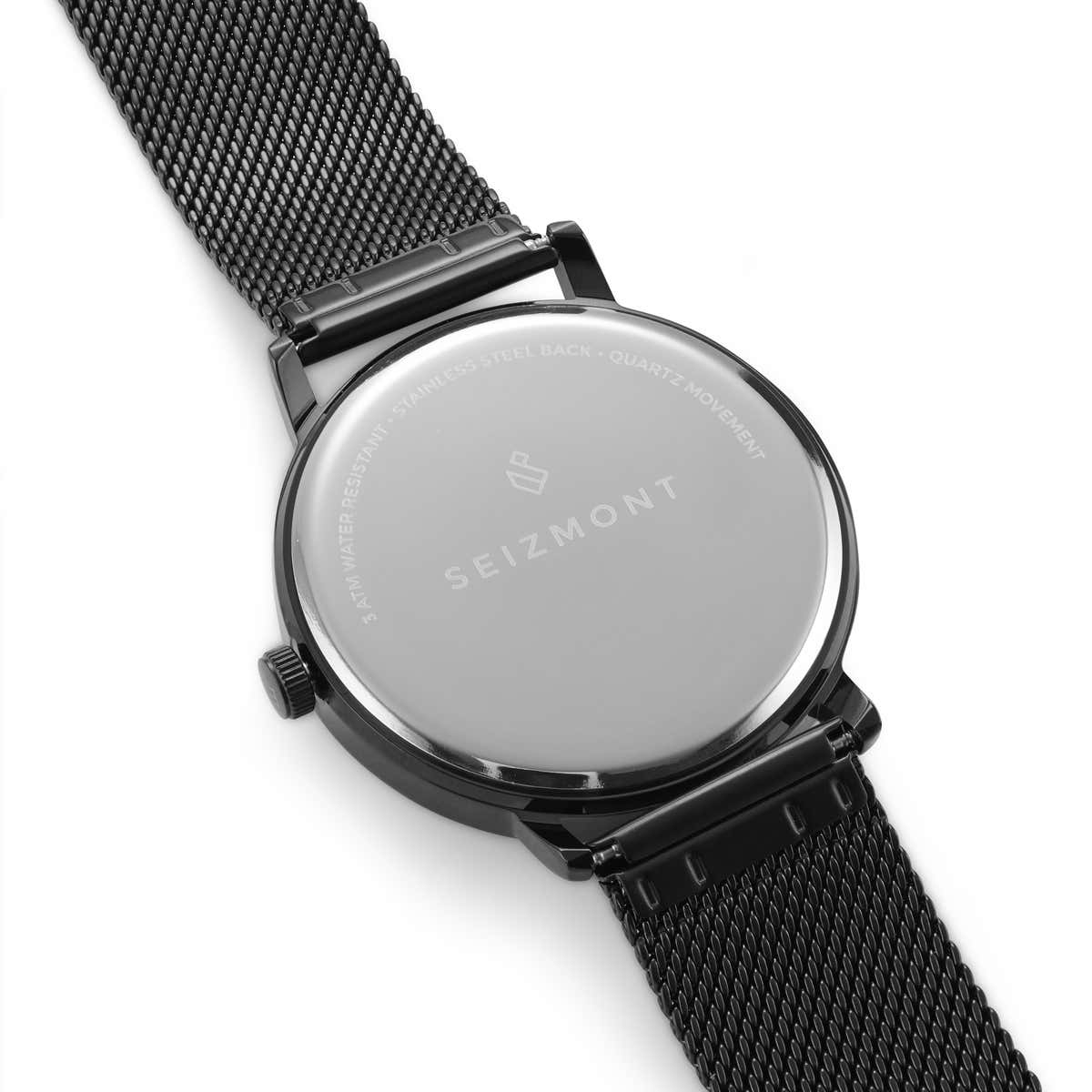 Ambitio | Black Watch With White Rotating Dial & Stainless Steel Mesh ...