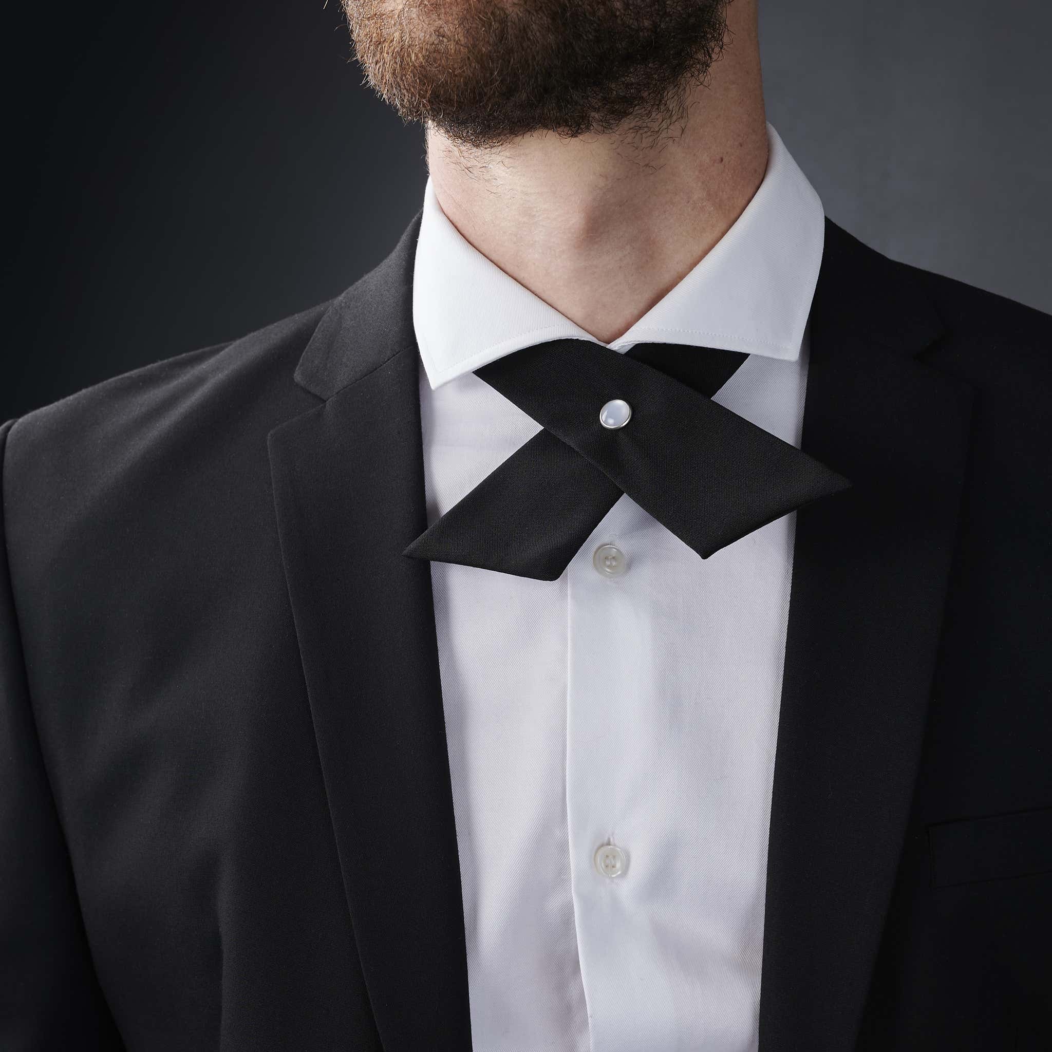 Classic Black Polyester Crossover Tie | In stock! | Trendhim