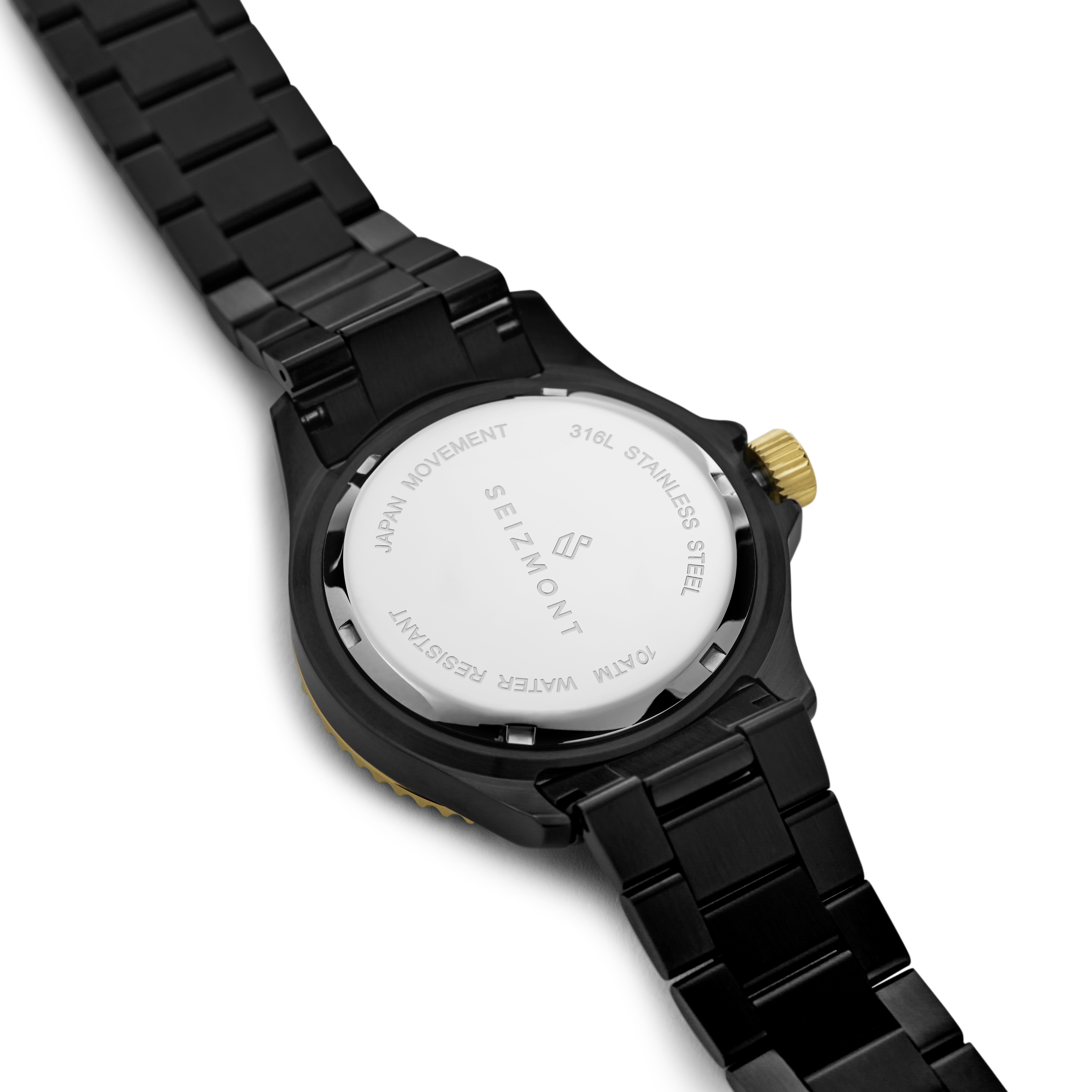 Tide | Black & Gold-Tone Stainless Steel Dive Watch With Black Dial ...