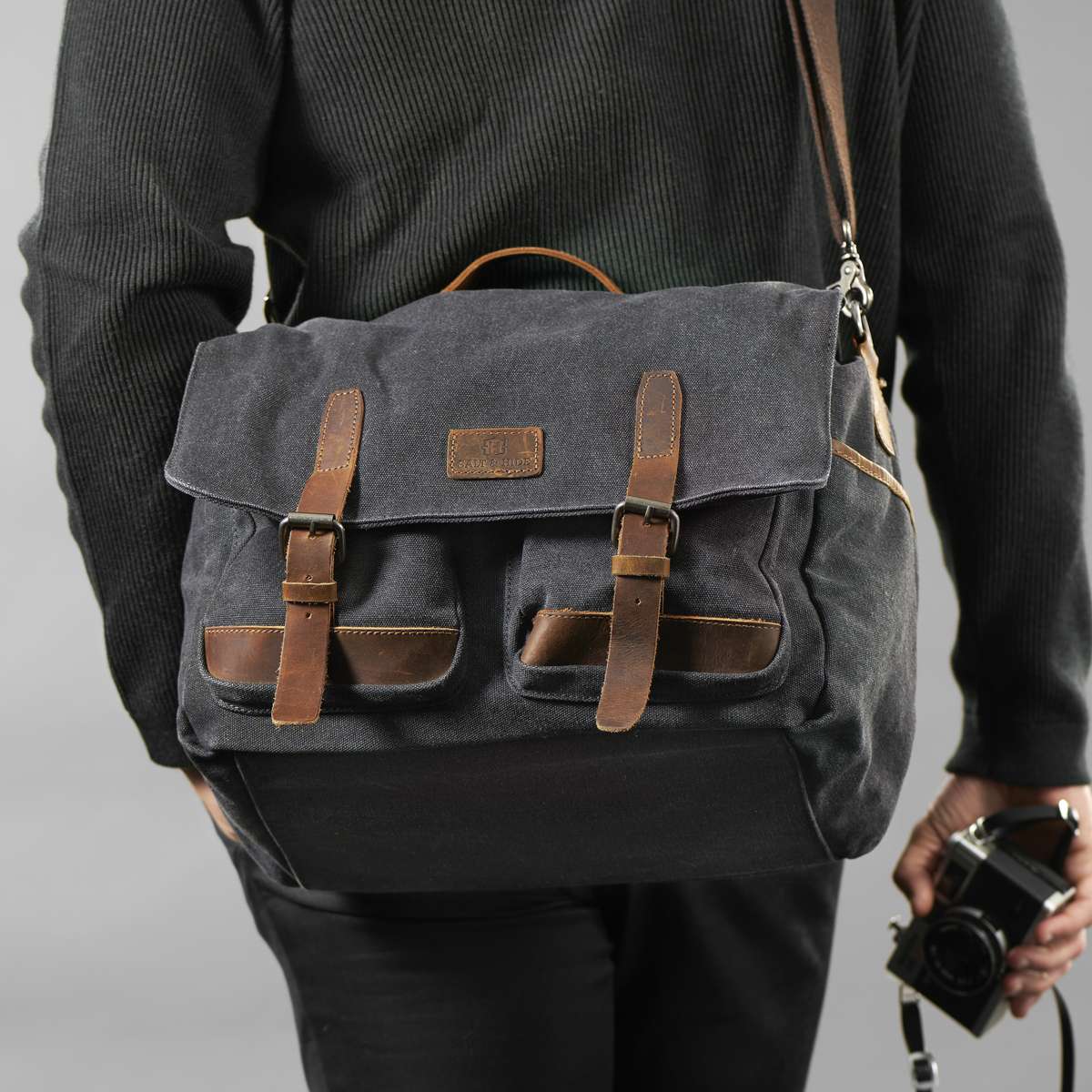 Strom Grey & Tan XL Camera Bag | In stock! | Salt & Hide