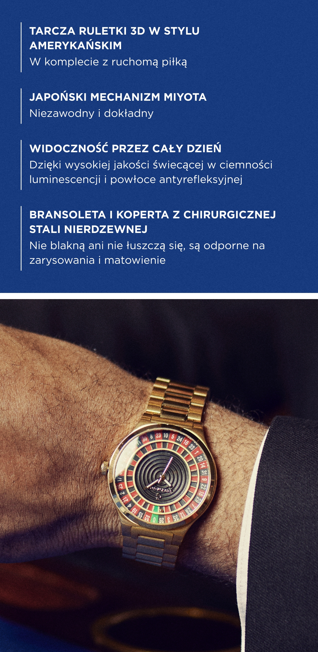 Ace | Srebrzysty zegarek ze stali nierdzewnej z ruletką | W sprzedaży ...