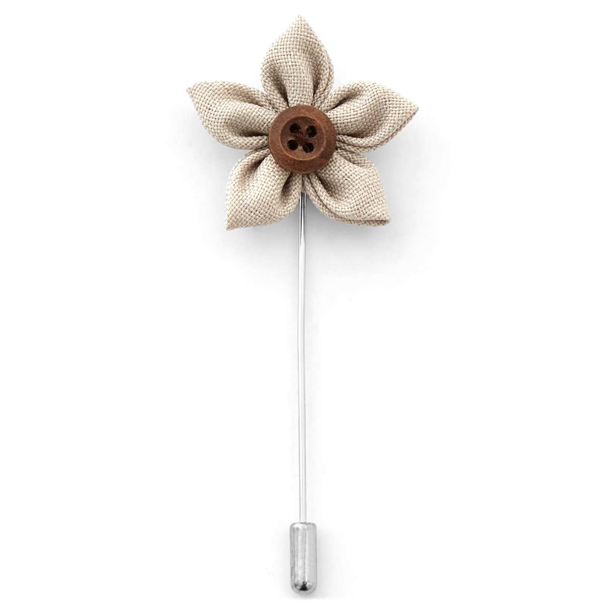 Tan Buttoned Flower Lapel Pin | In stock! | Warren Asher