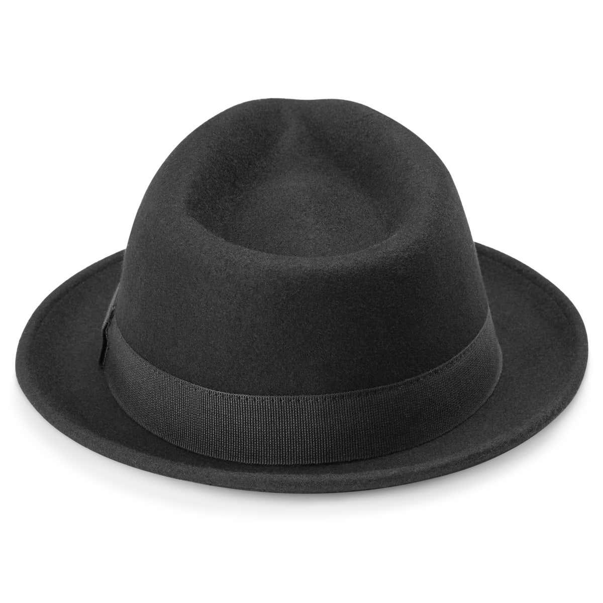 Moda | Black Wool Trilby Hat With Black Band | In stock! | Fawler
