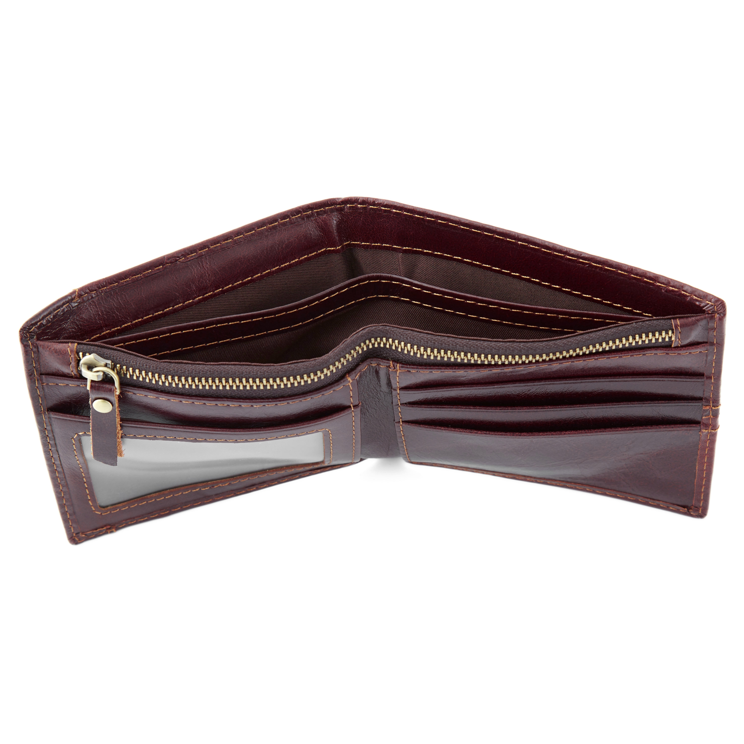 Double Stitched Brown Bi-Fold Leather Wallet | In stock! | Collin Rowe